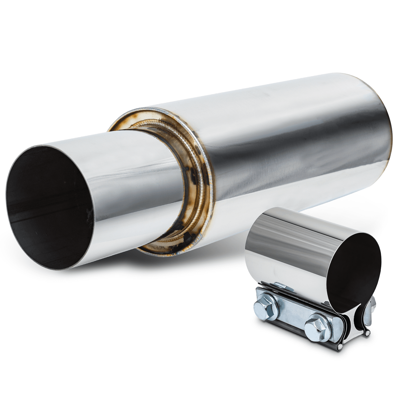 M-AUTO 2" Inlet 3" Outlet Stainless Steel Straight-Through Chrome ...