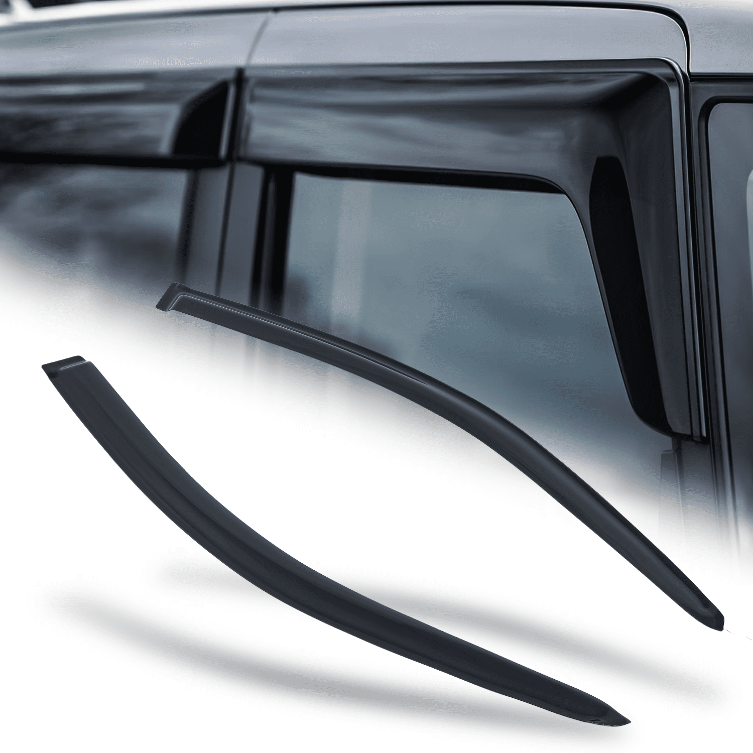 M-AUTO 2 Pieces Tape-On Window Visor Shade Vent Wind Rain Sun Deflector ...