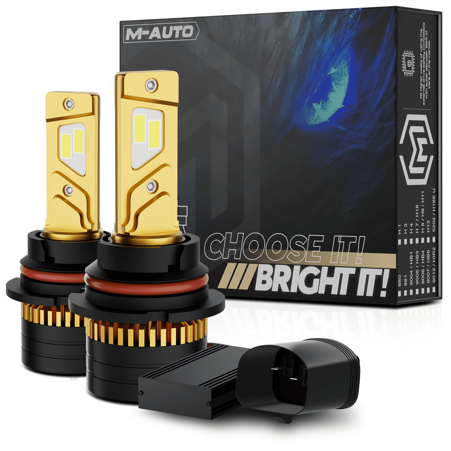 M-AUTO 2Pcs HB5 9007 6500K Headlight LED Bulb High/Low Beam Fog Light ...