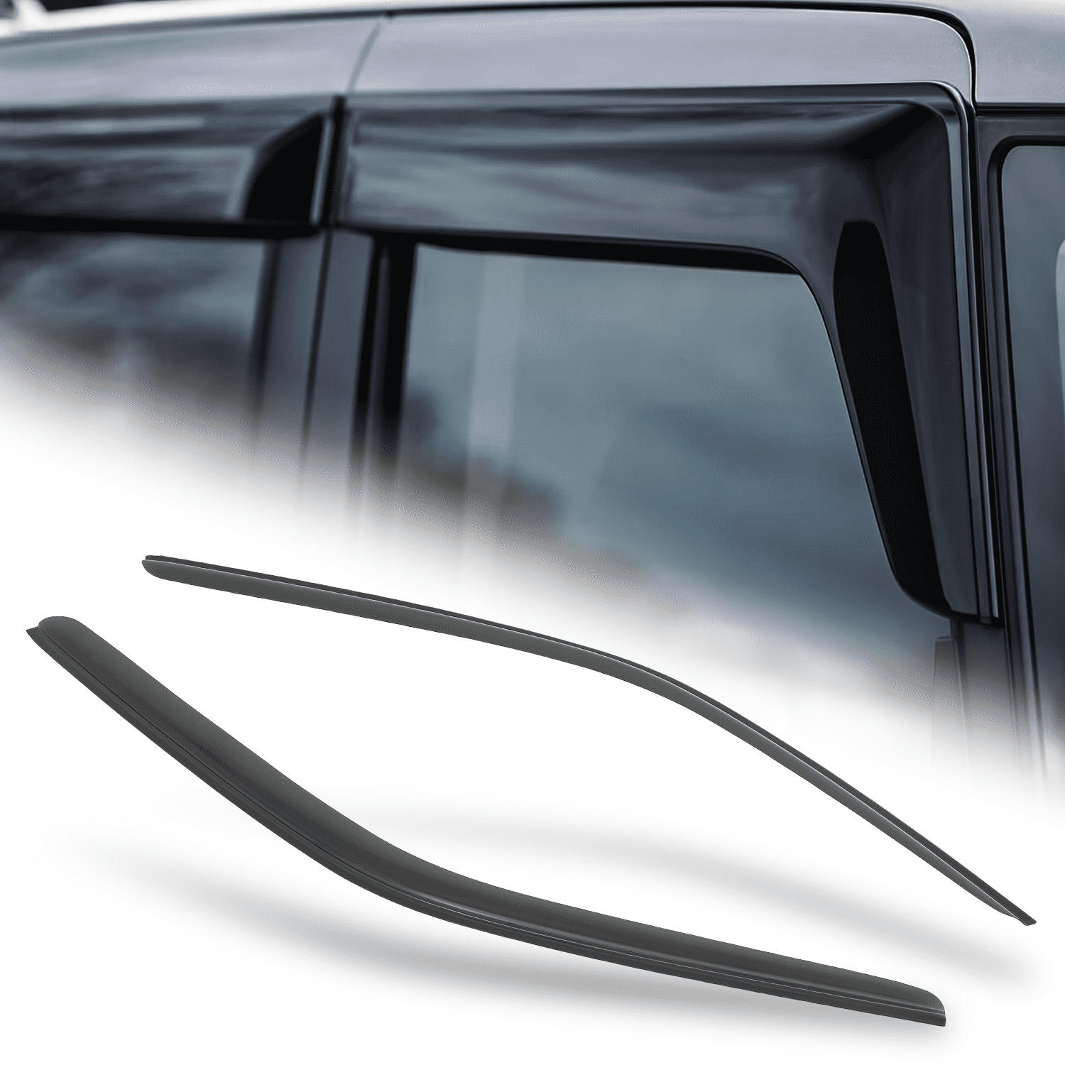 M-AUTO 2Pcs Tape-On Window Visor Shade Vent Wind Rain Deflector for ...