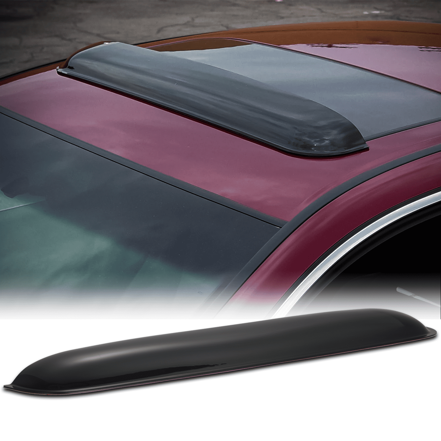 M-AUTO 38" Universal Sun Roof Visor Wind Deflector, Smoke Tint Tape-On ...