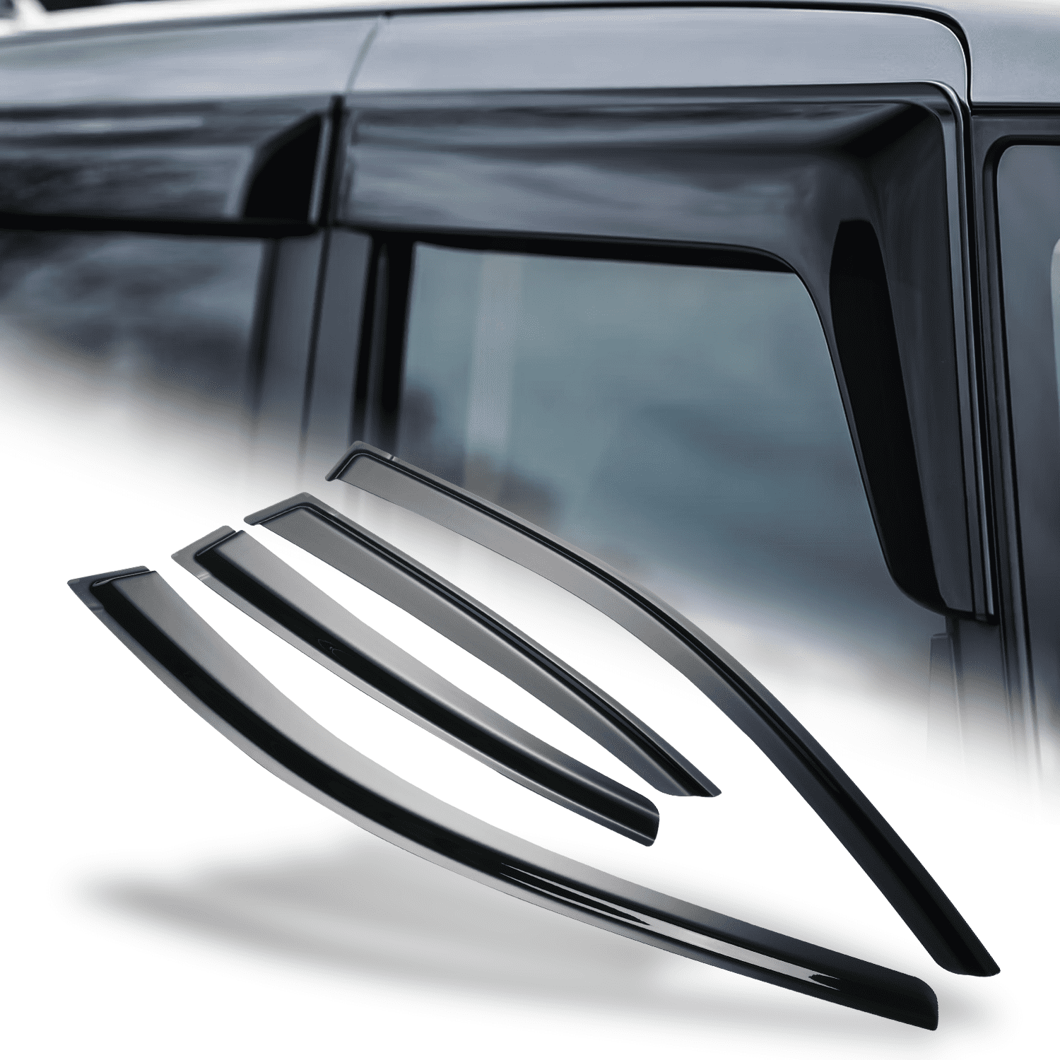 M-AUTO 4 Pcs Set Window Visor Deflector Sun Rain Guard Smoke Tinted ...