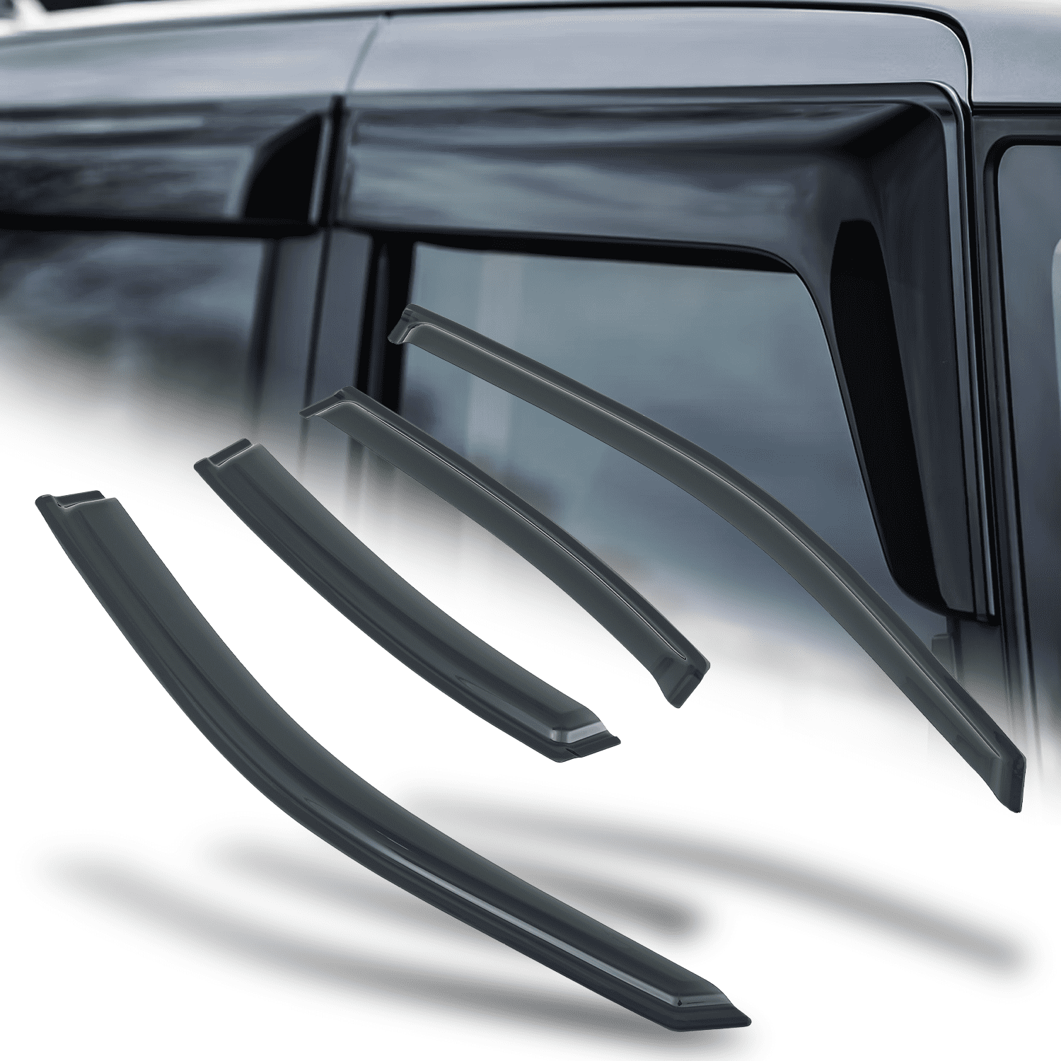M-AUTO 4 Pieces Smoke Window Visor Shade Vent Wind Rain Deflector Guard ...