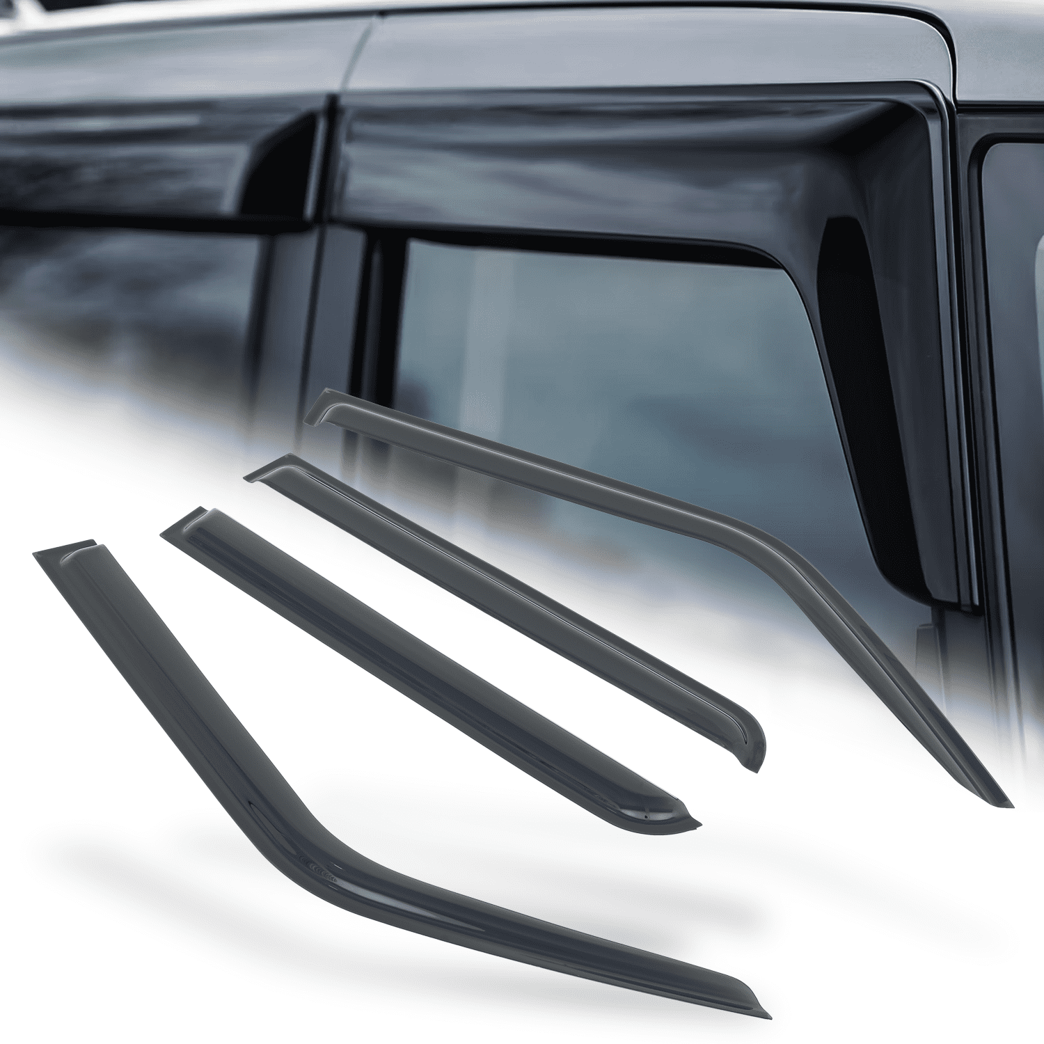 M-AUTO 4 Pieces Tape-On Vent Wind Rain Window Visor Shade Deflector ...