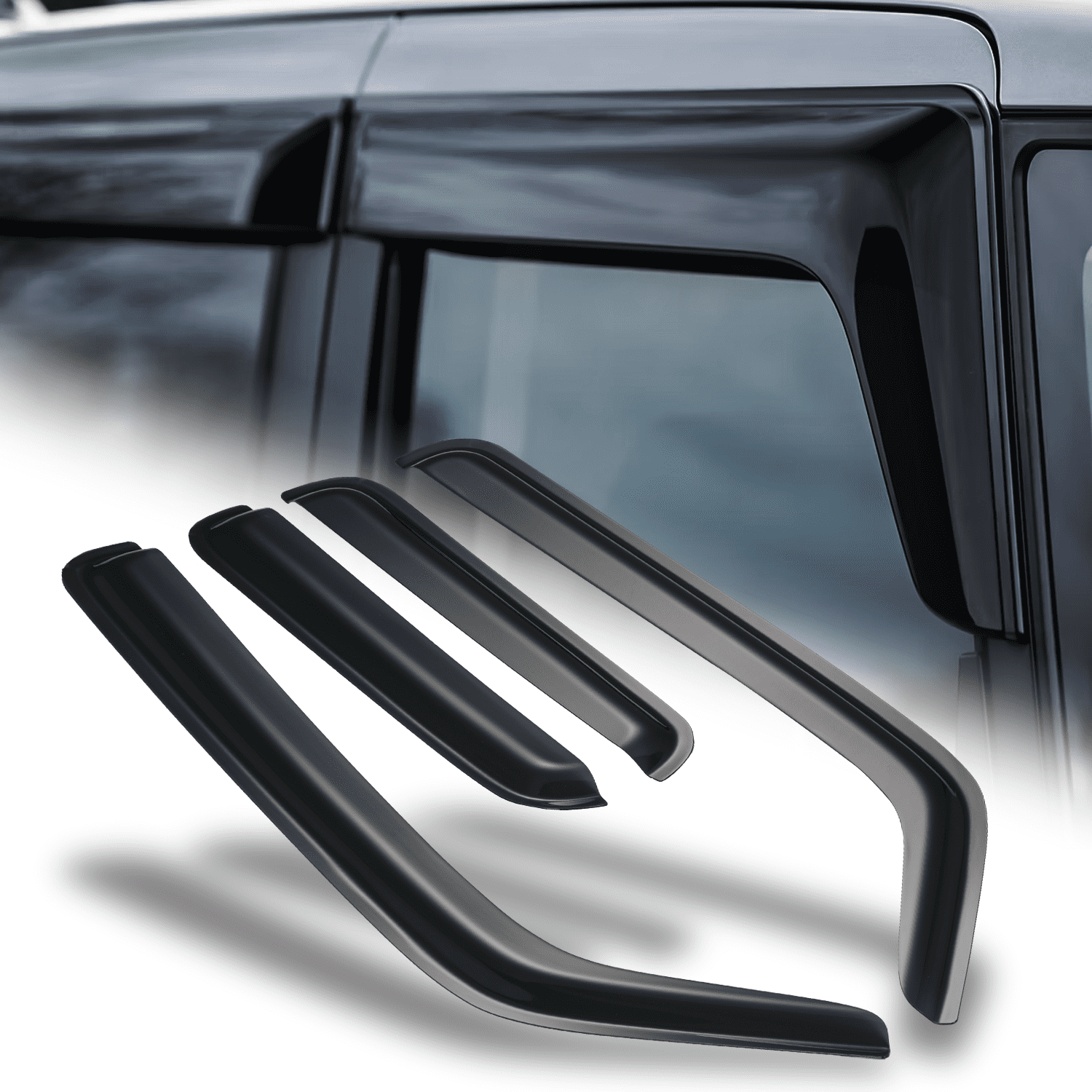 M-AUTO 4 Pieces Tape-On Window Visor Shade Vent Rain Wind Deflector for ...