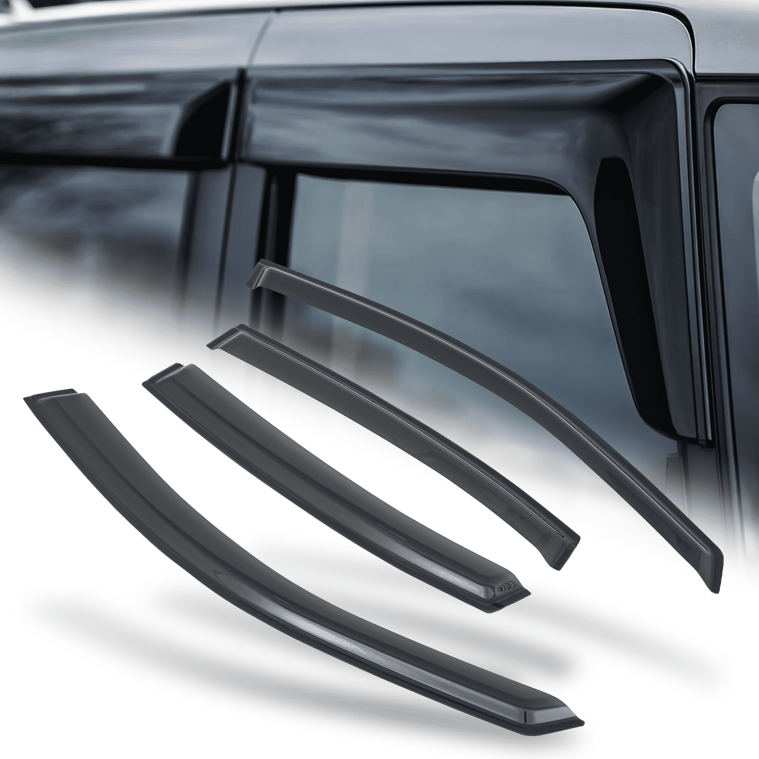 M-AUTO 4 Pieces Tape-On Window Visor Shade Vent Wind Rain Deflector for ...