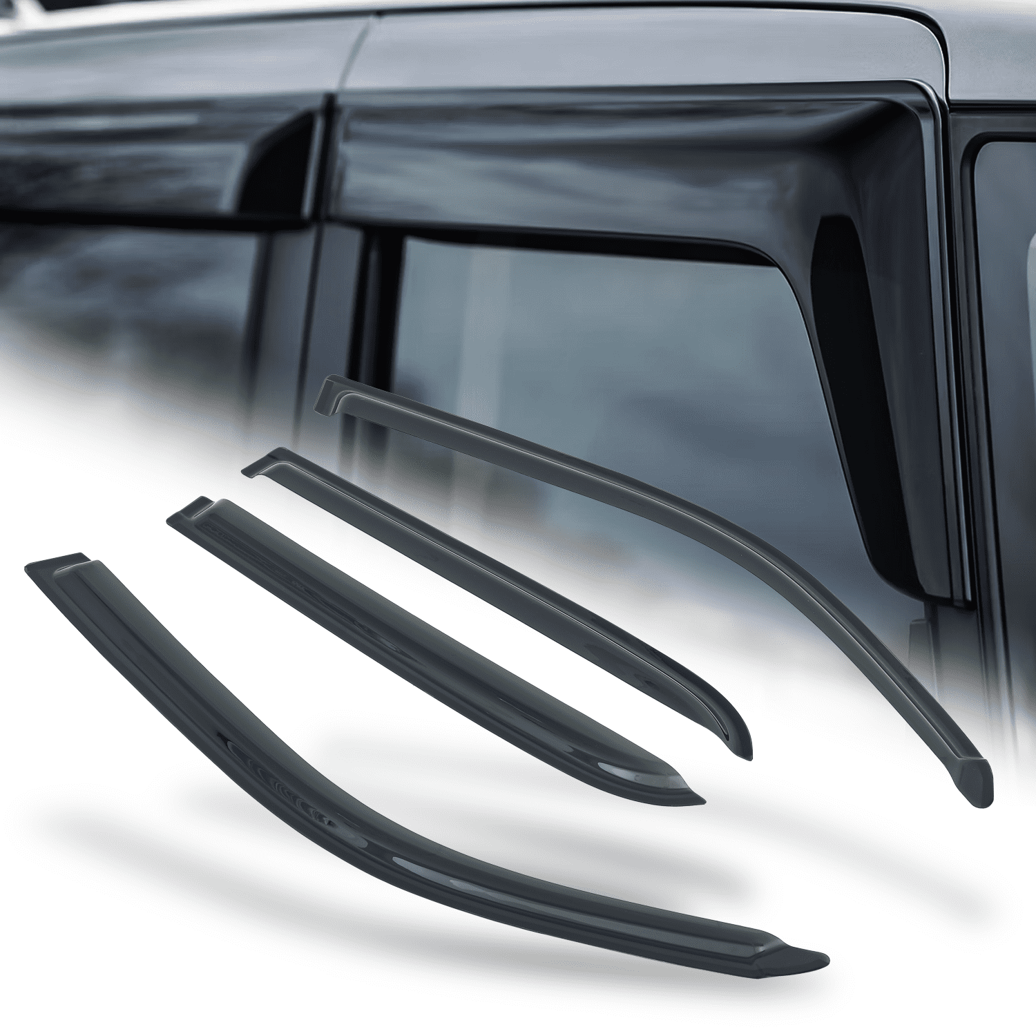 M-AUTO 4 Pieces Tape-On Window Visor Shade Vent Wind Sun Guard Smoke ...
