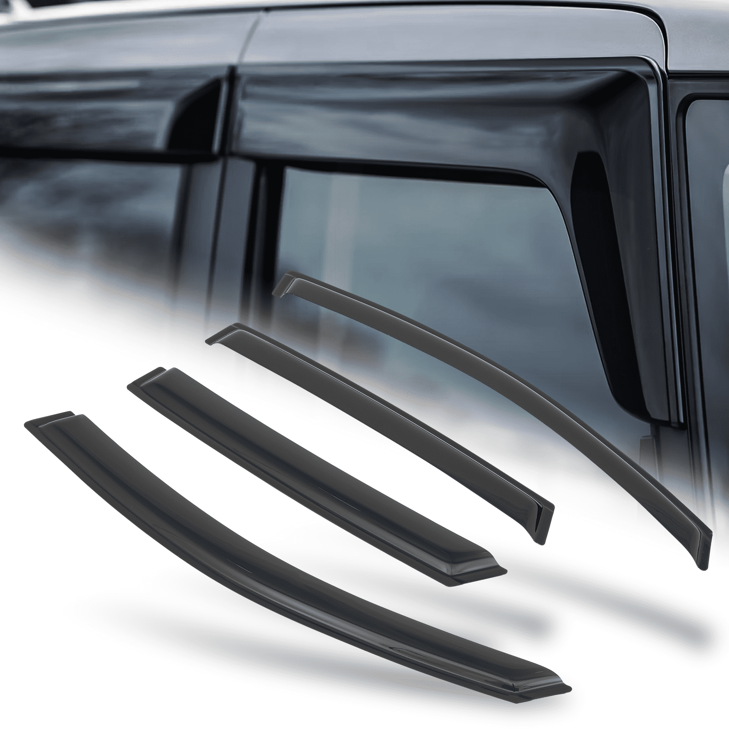 M-AUTO 4 Pieces Window Visor Shade Smoke Sun Guard Vent Wind Rain ...