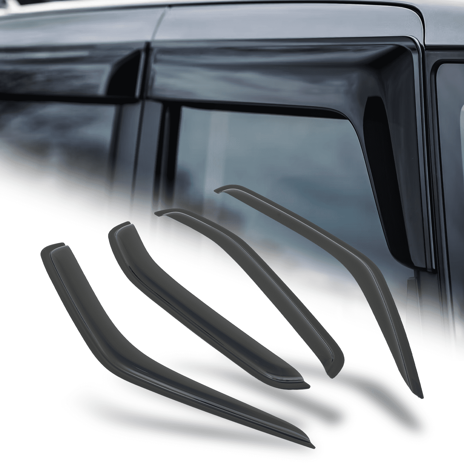 M-AUTO 4 Pieces Window Visor Shade Smoke Vent Wind Rain Deflector Guard ...