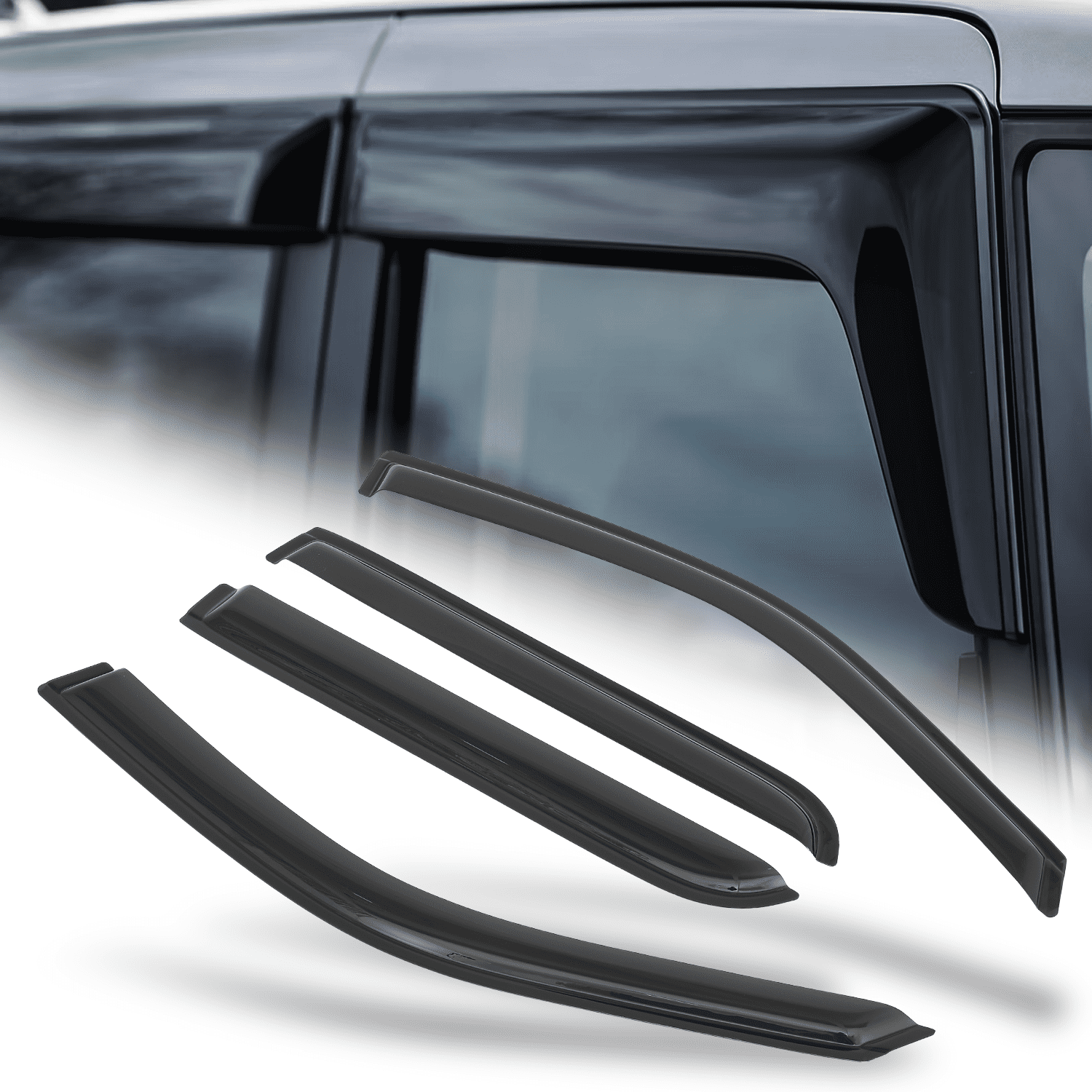 M-AUTO 4 Pieces Window Visor Shade Smoke Vent Wind Rain Deflector Guard ...
