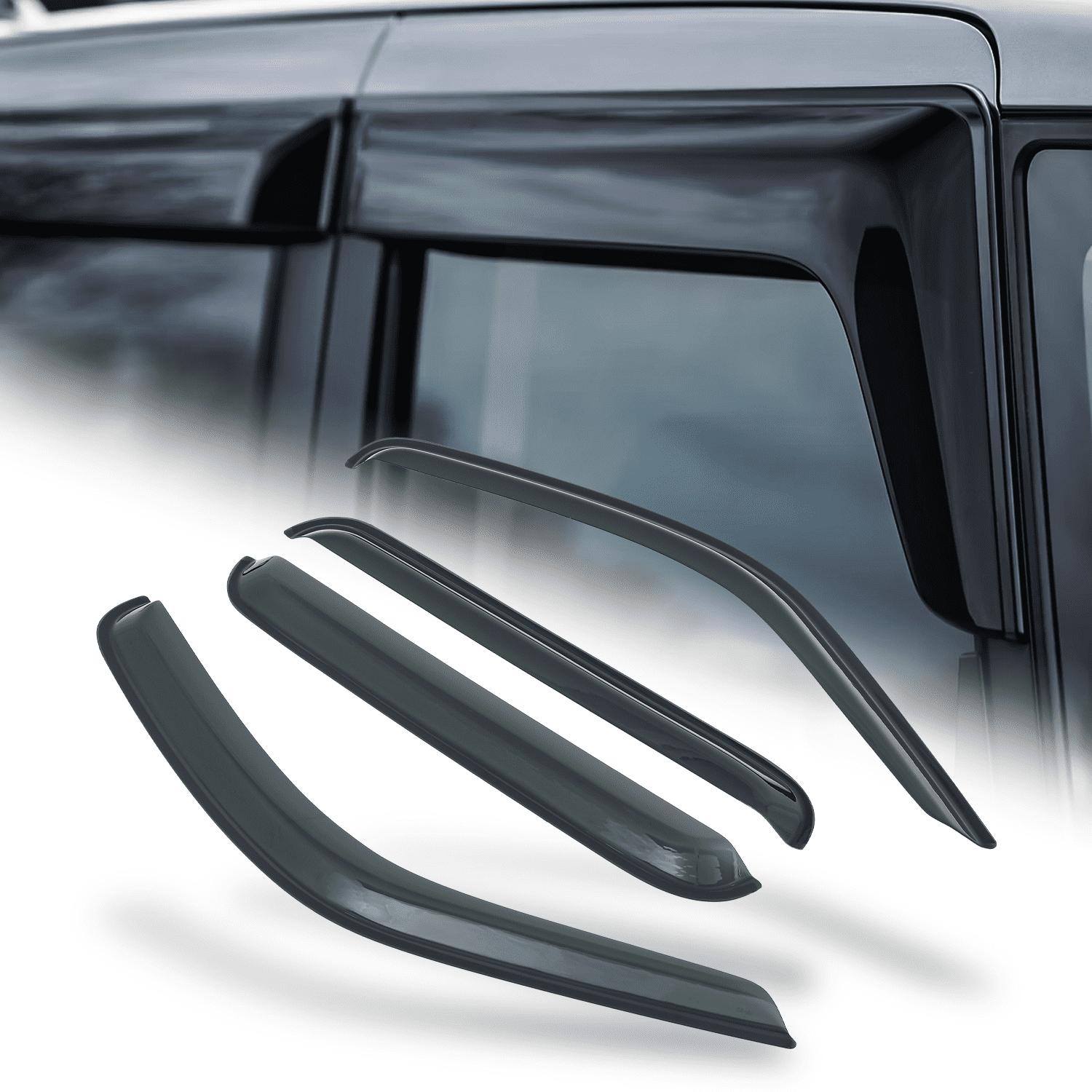 M-AUTO 4 Pieces Window Visor Shade Vent Sun Wind Rain Deflector Smoke for 2002-2007 Jeep Liberty ...