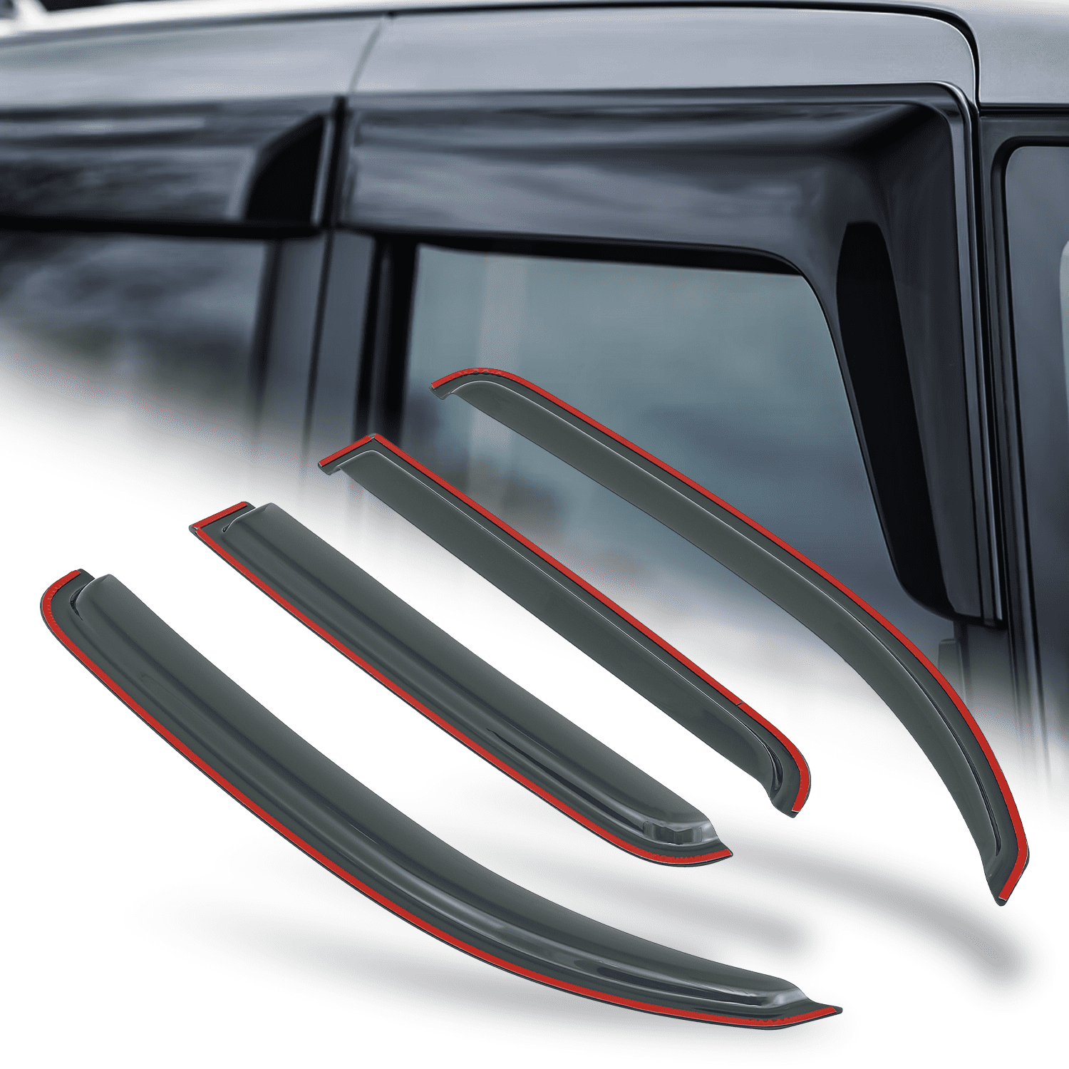 M-AUTO 4Pcs Smoke Window Visor Shade Vent Sun Wind Rain Deflector Guard ...