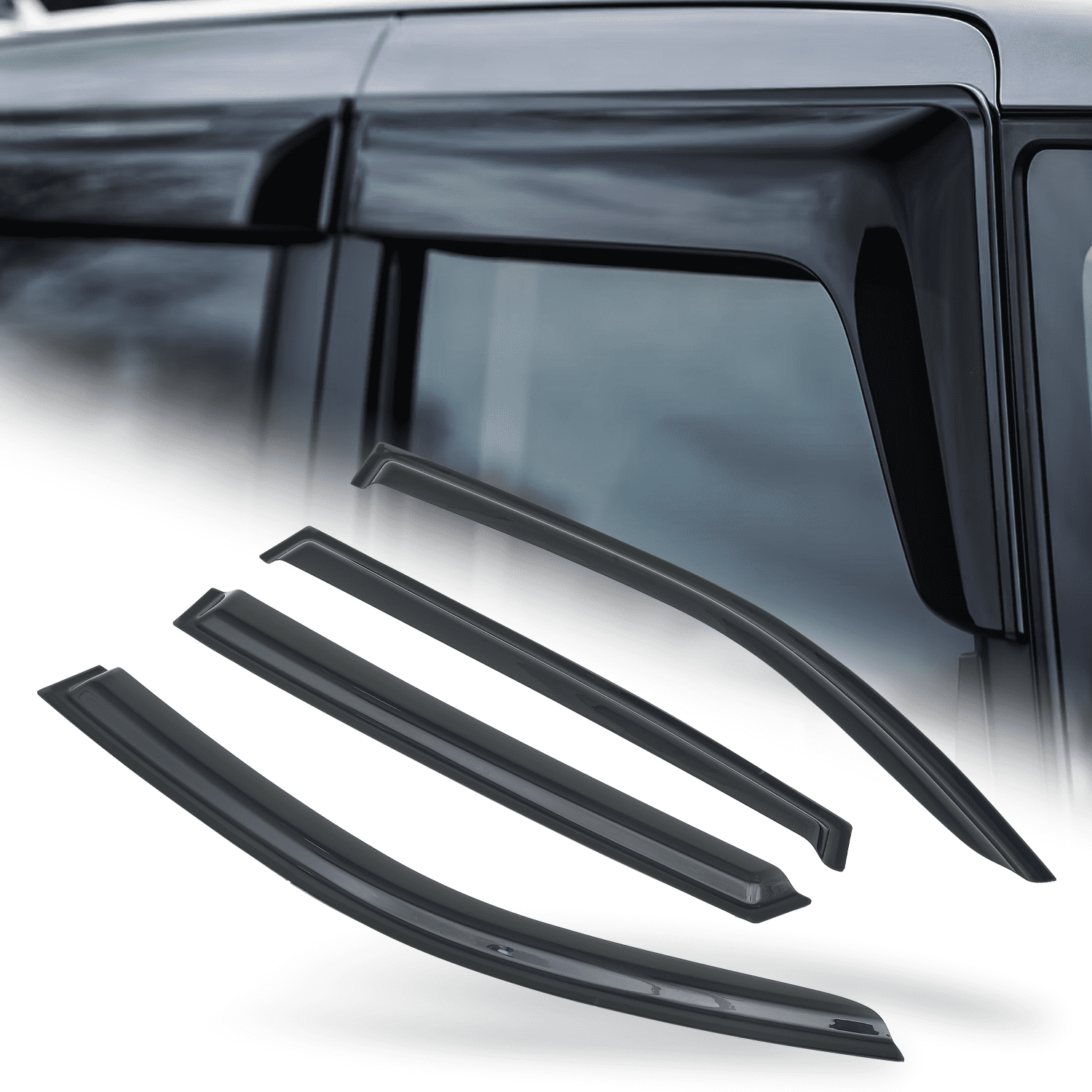 M-AUTO 4Pcs Smoke Window Visor Shade Vent Wind Rain Deflector Guard for ...