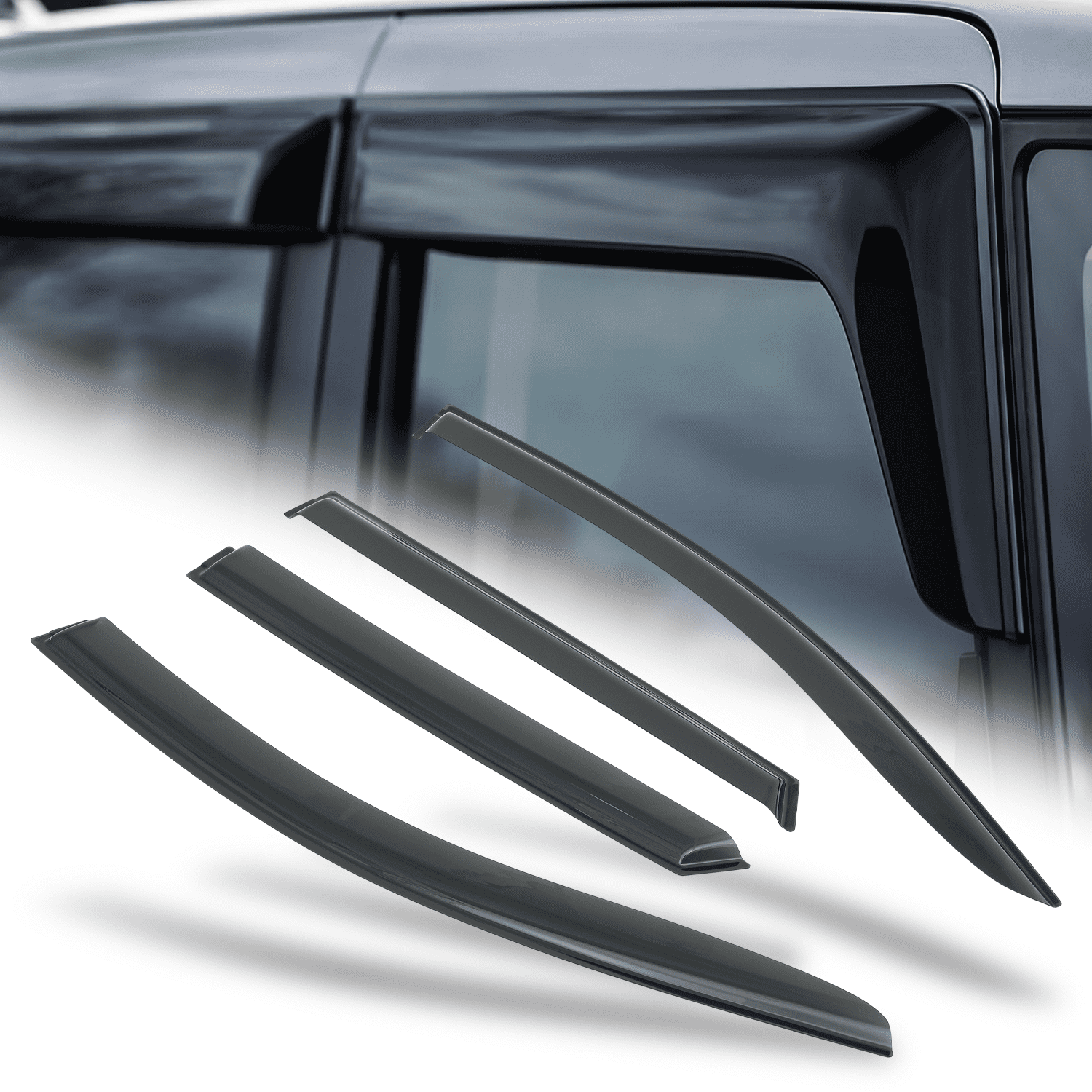 M-AUTO 4Pcs Smoke Window Visor Shade Vent Wind Sun Rain Deflector Guard ...