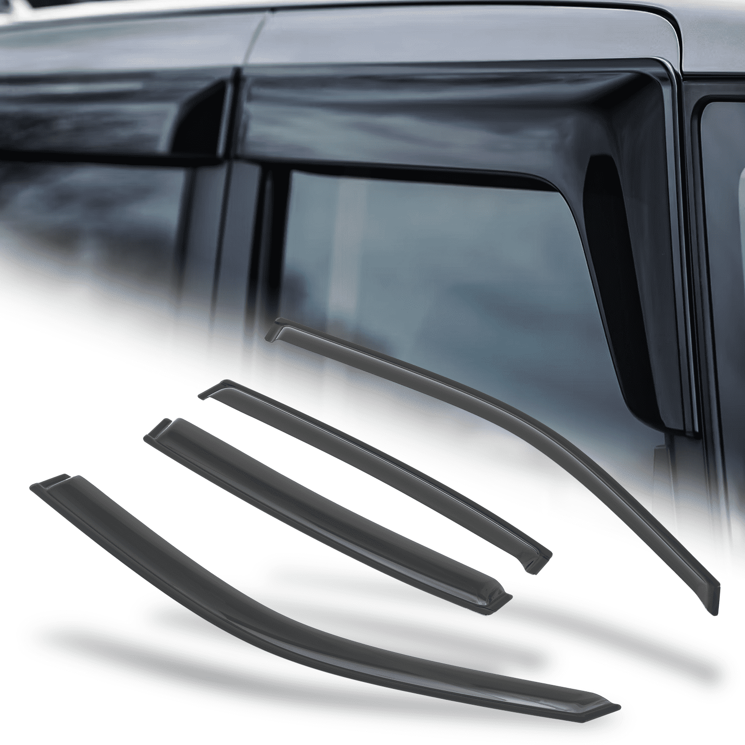 M-AUTO 4Pcs Tape-On Window Visor Shade Vent Rain Deflector Guard for ...