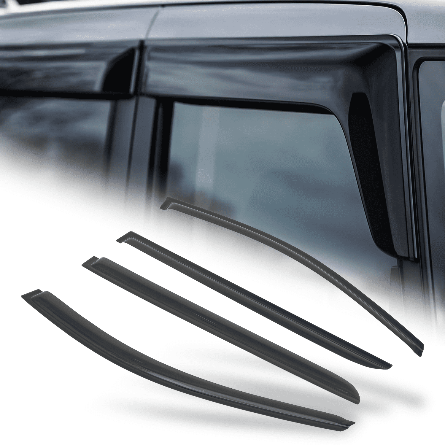 M-AUTO 4Pcs Tape-On Window Visor Shade Vent Sun Wind Rain Deflector for ...