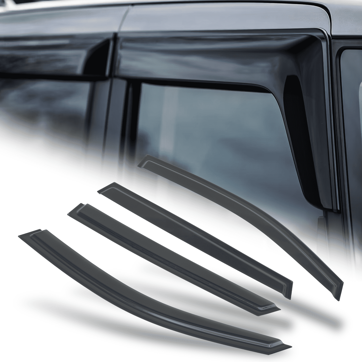 M-AUTO 4Pcs Tape-On Window Visor Shade Vent Sun Wind Rain Deflector for ...