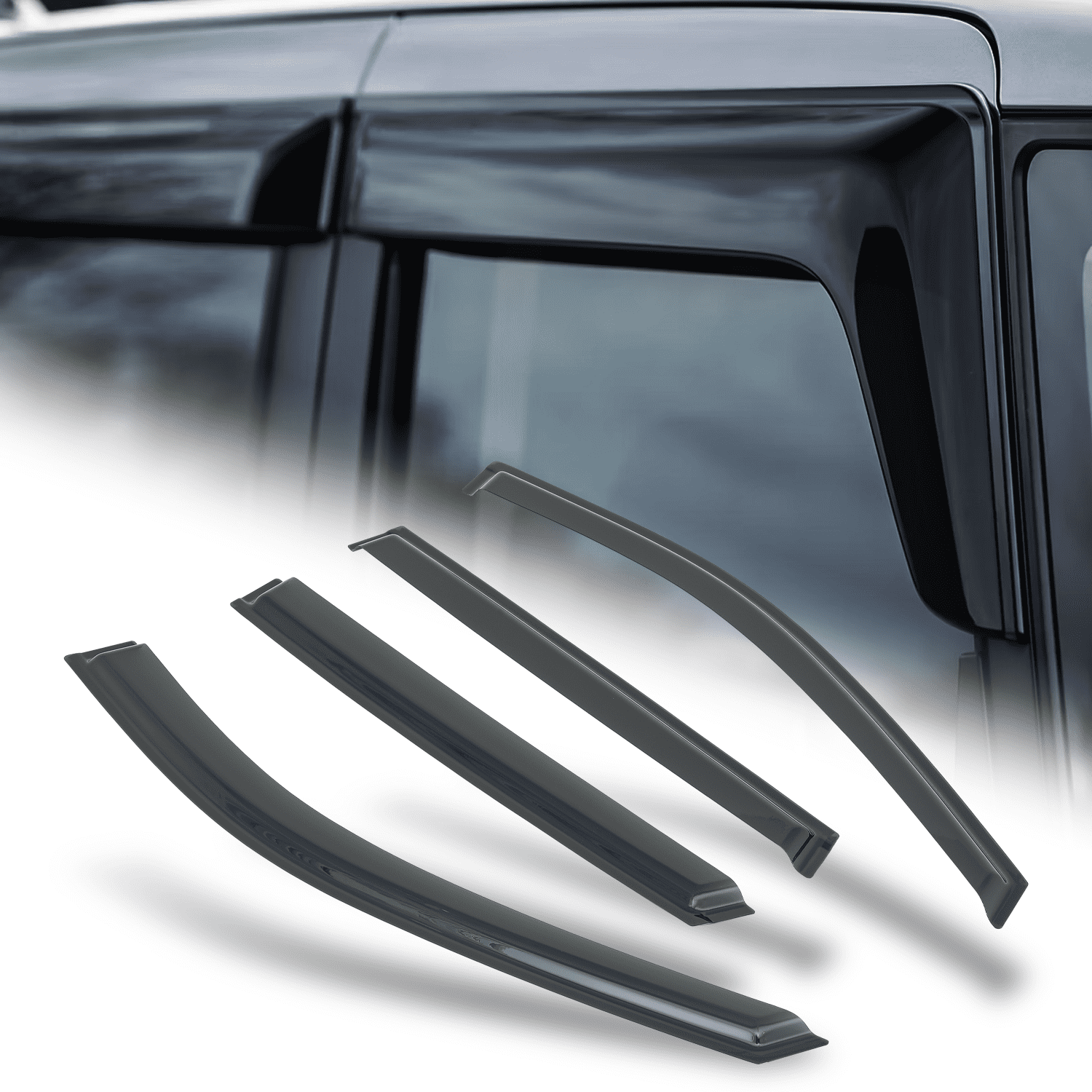 M-AUTO 4Pcs Tape-On Window Visor Shade Vent Wind Rain Deflector Guard ...