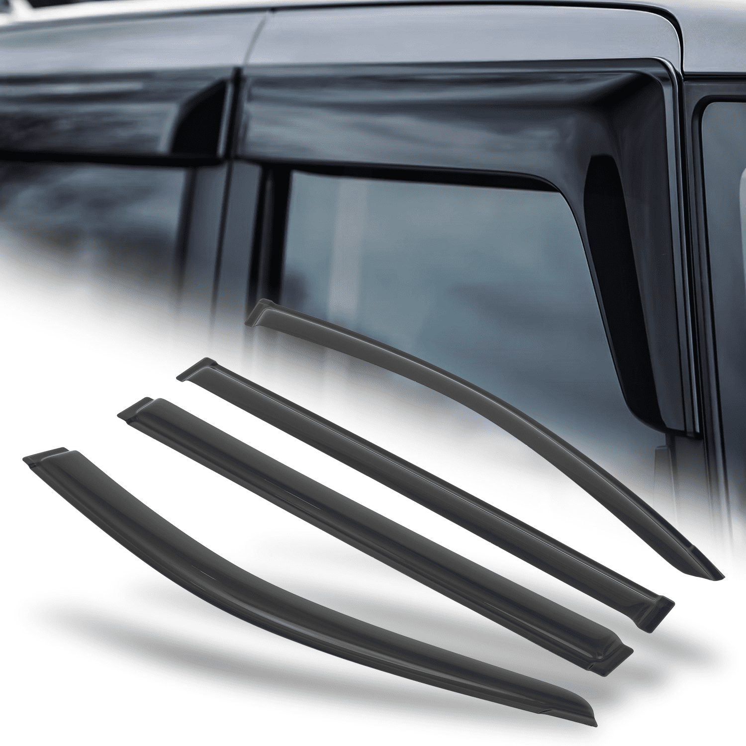 M-AUTO 4Pcs Tape-on Window Visor Vent Wind Rain Deflector for 2008 2009 ...