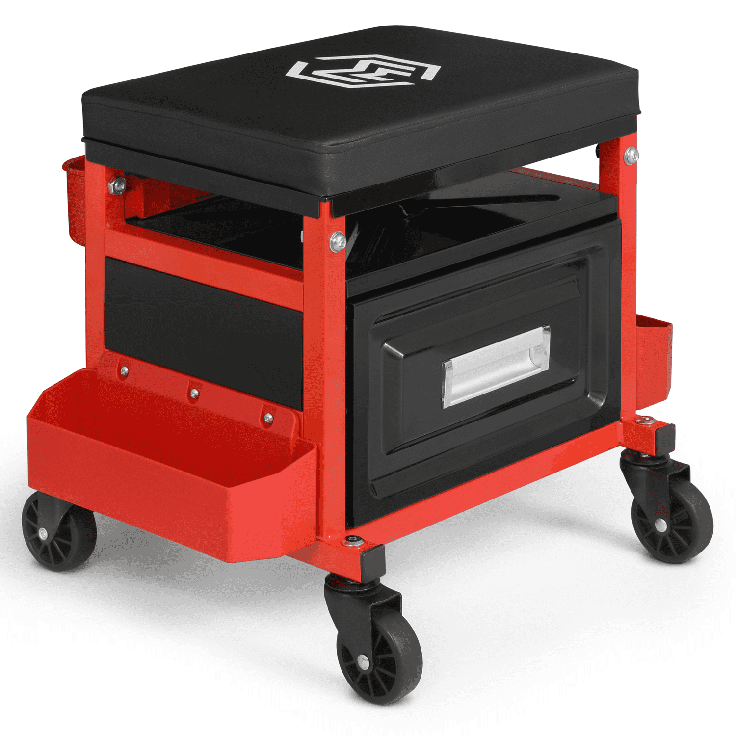 M-AUTO Adjustable Rolling Garage Stool, 350 lbs Capacity with Tool Tray ...