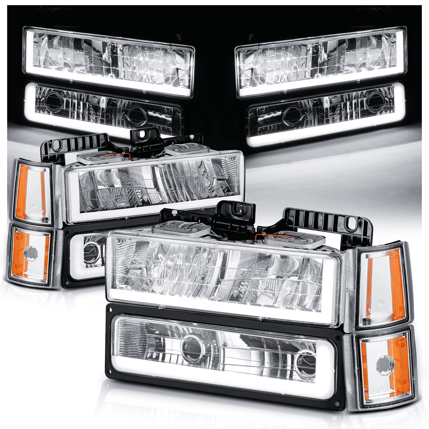 M-AUTO DRL LED Tube Headlight Assembly with 6000K LED Bulbs for 1994 ...