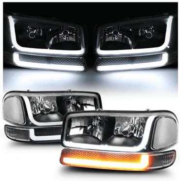 AKKON Black LED Tube Projector Headlights for 1999-2006 GMC Sierra ...