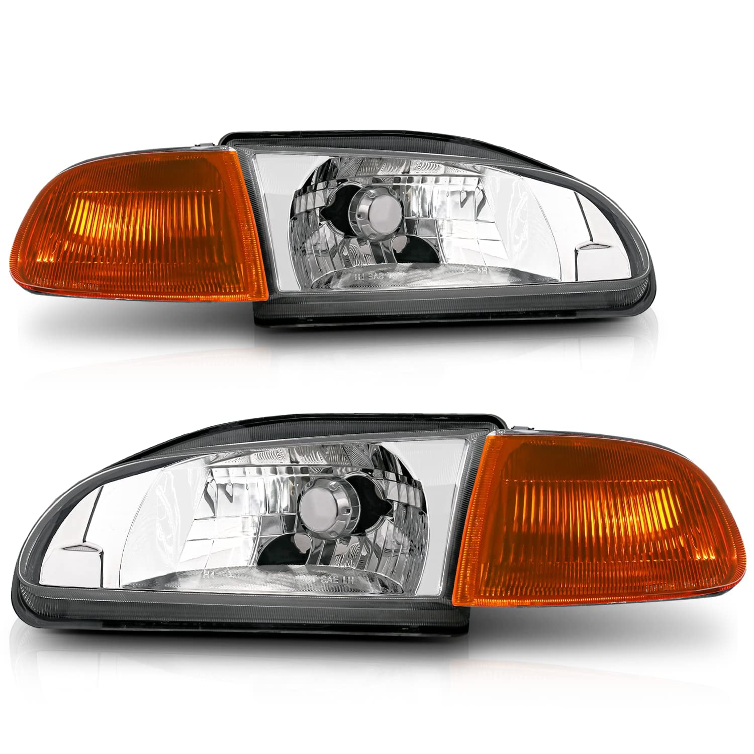 M-AUTO Left+Right Headlight Assembly CM31 Compatible with 1992 1993 1994 1995 Honda Civic 2/3Dr ...