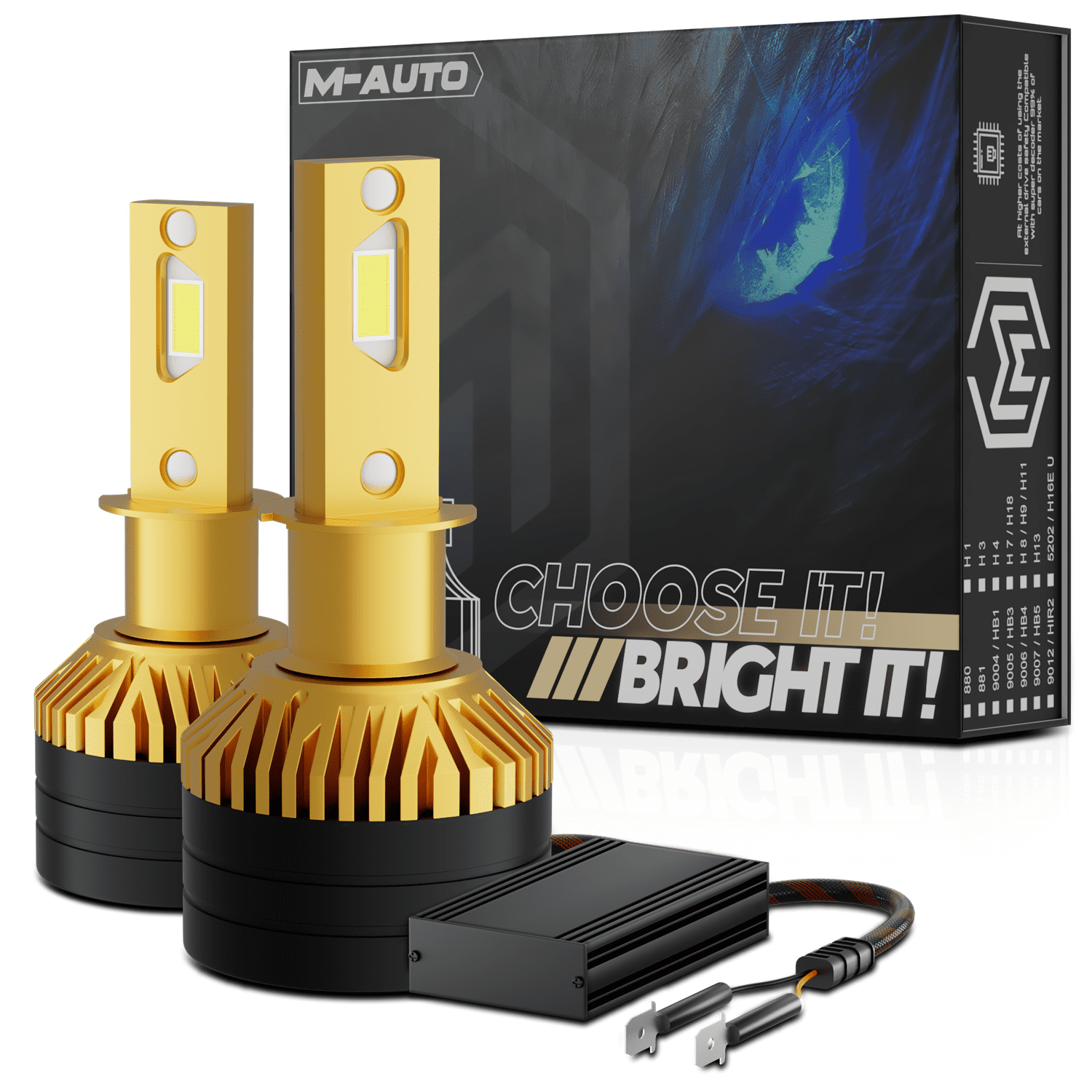 M-AUTO Pair H3 6500K Headlight LED Bulb High/Low Beam Fog Light Lamp ...