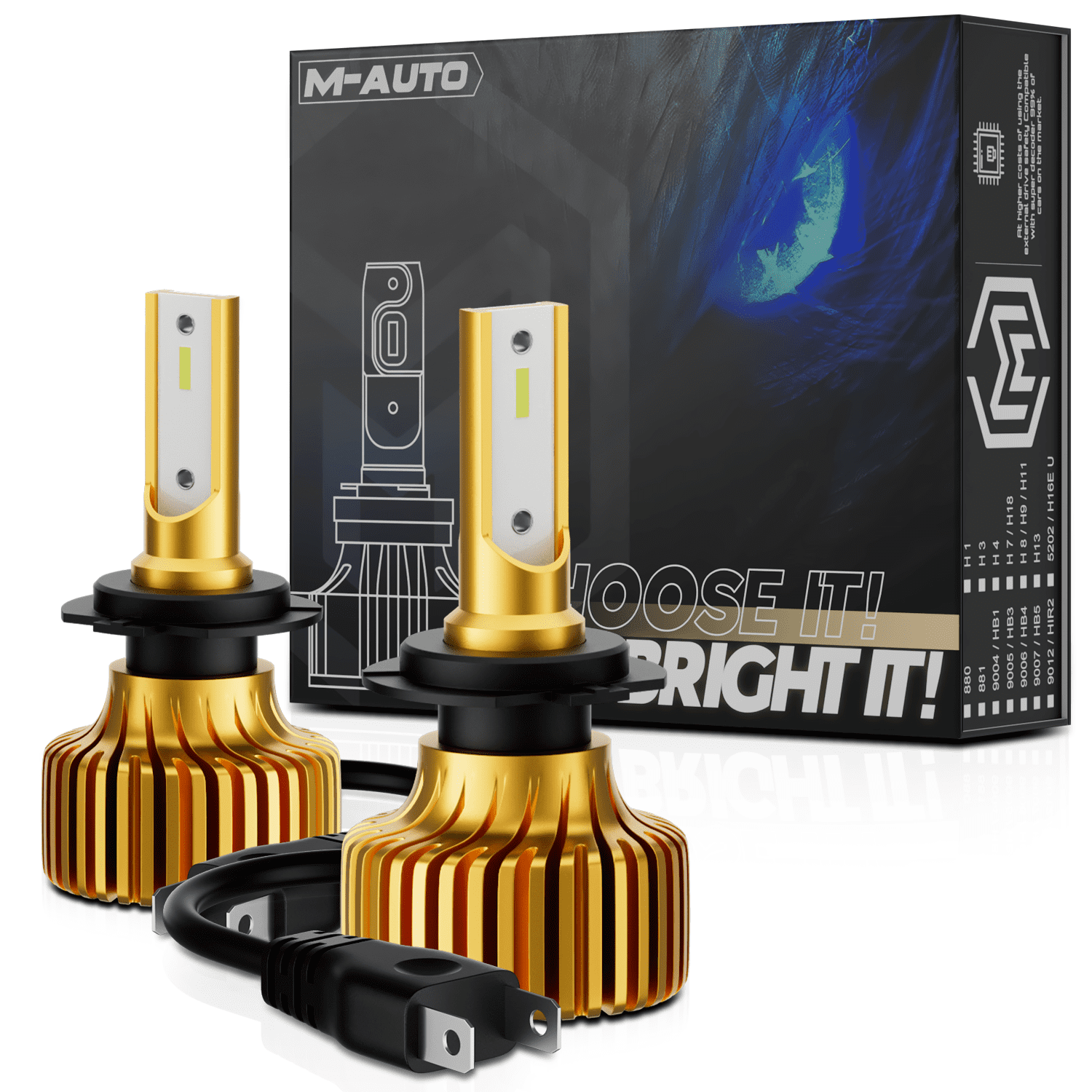 M-AUTO Pair H7 6500K Headlight Aluminum Heatsink CSP LED Bulb Kit High ...