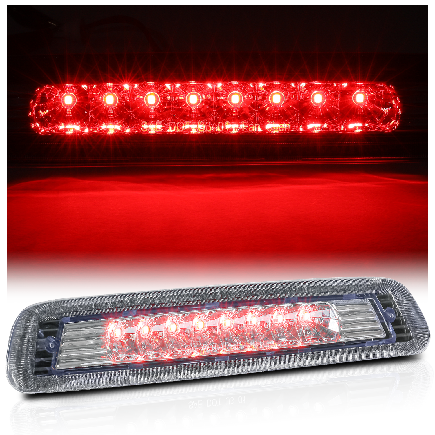 M-AUTO Rear LED 3rd Third Brake Light Tail Stop Lamp Chorme Housing ...