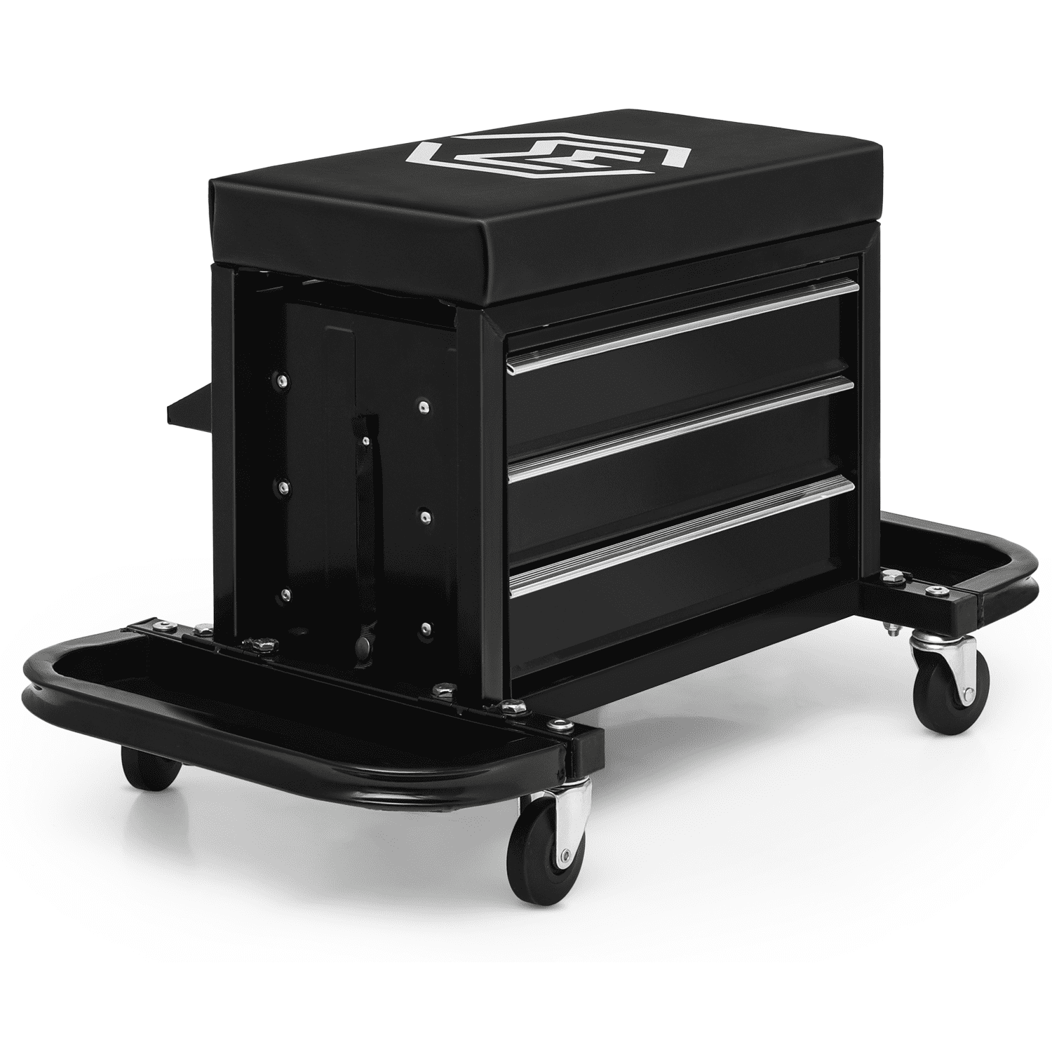 M-AUTO Rolling Mechanic Stool with 3-Drawer Tool Box, Padded Seat ...