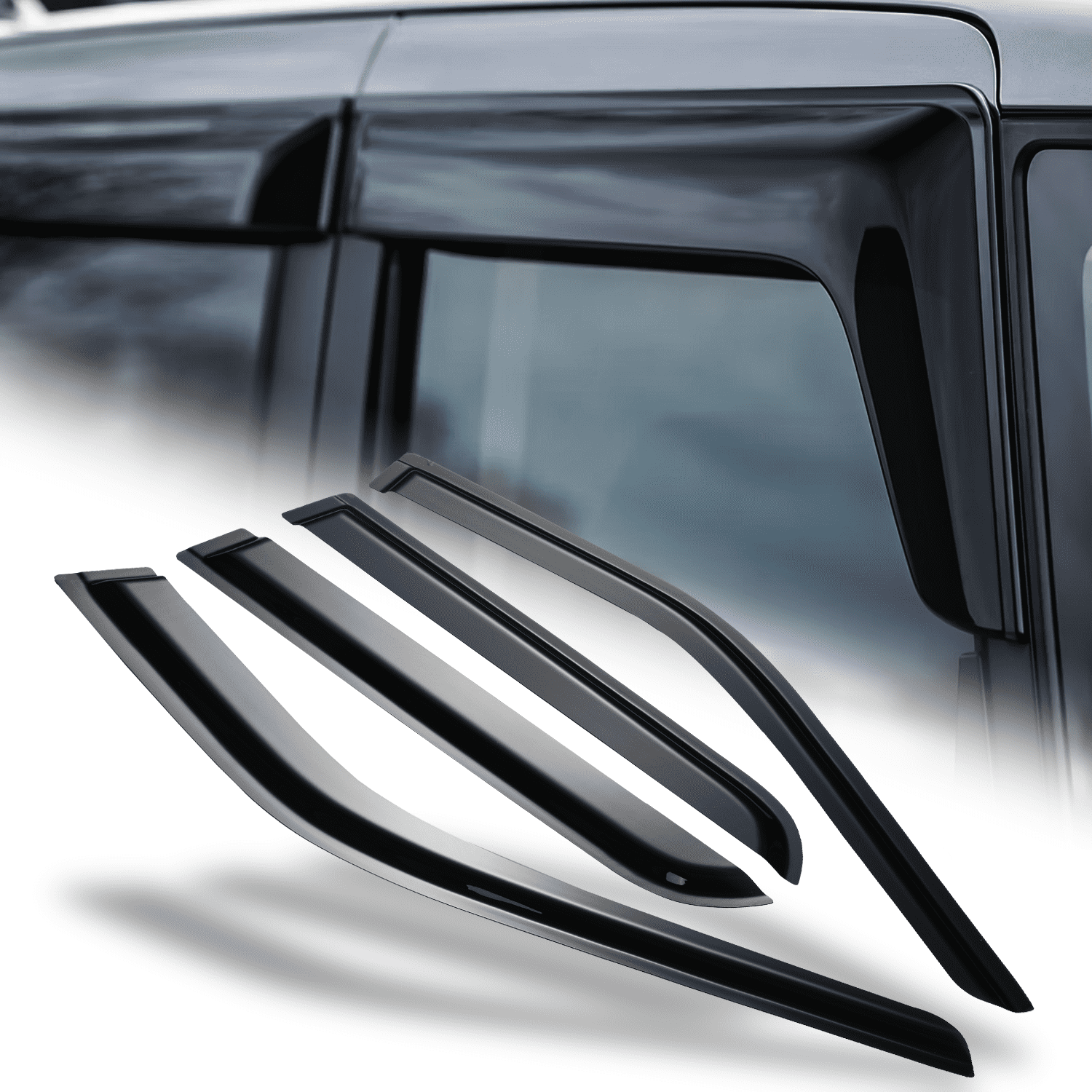 M-AUTO Set of 4 Outside Mount Window Visor Deflector Rain Guards Smoke ...