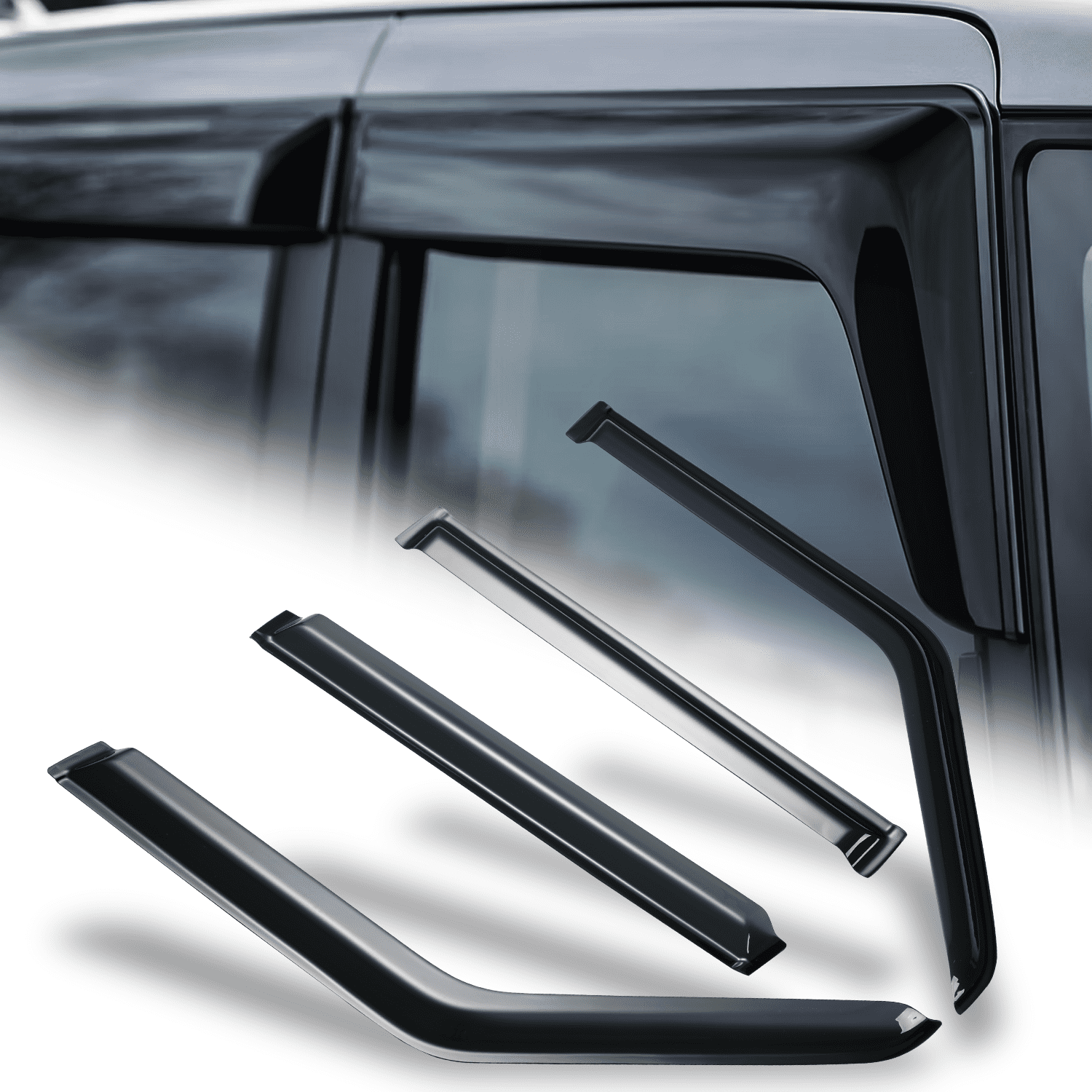 M-AUTO Set of 4 Outside Mount Window Visor Deflector Rain Guards Smoke ...