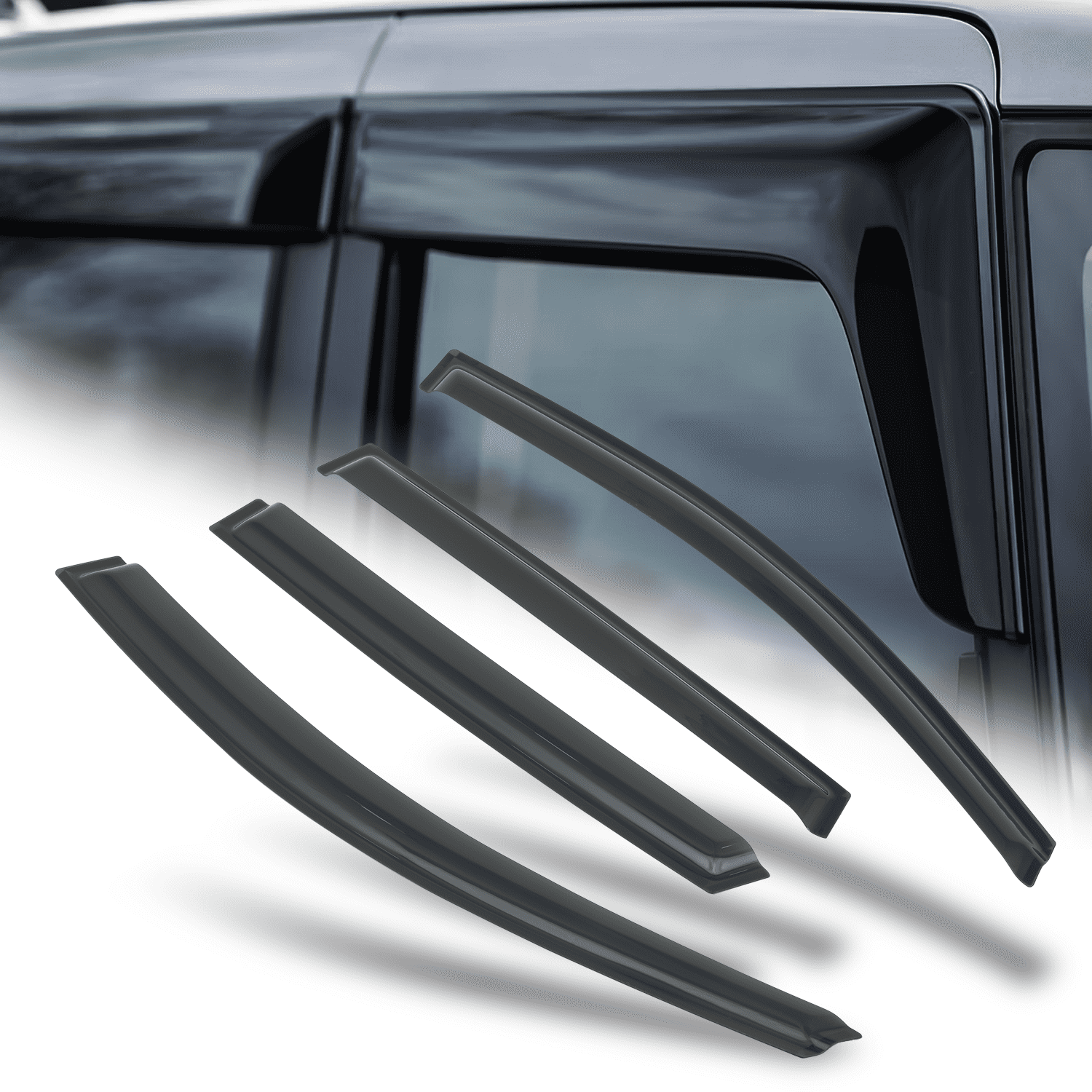 M-AUTO Set of 4 Tape-On Window Visor Shade Vent Wind Rain Deflector ...