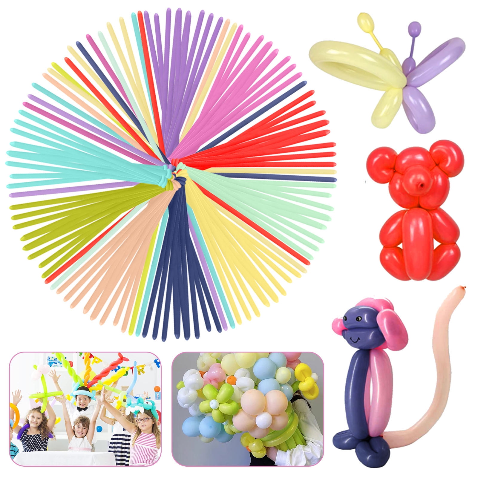 M Agic Balloons 100Pcs Twisting Balloons Latex Animal Balloons Macaron ...