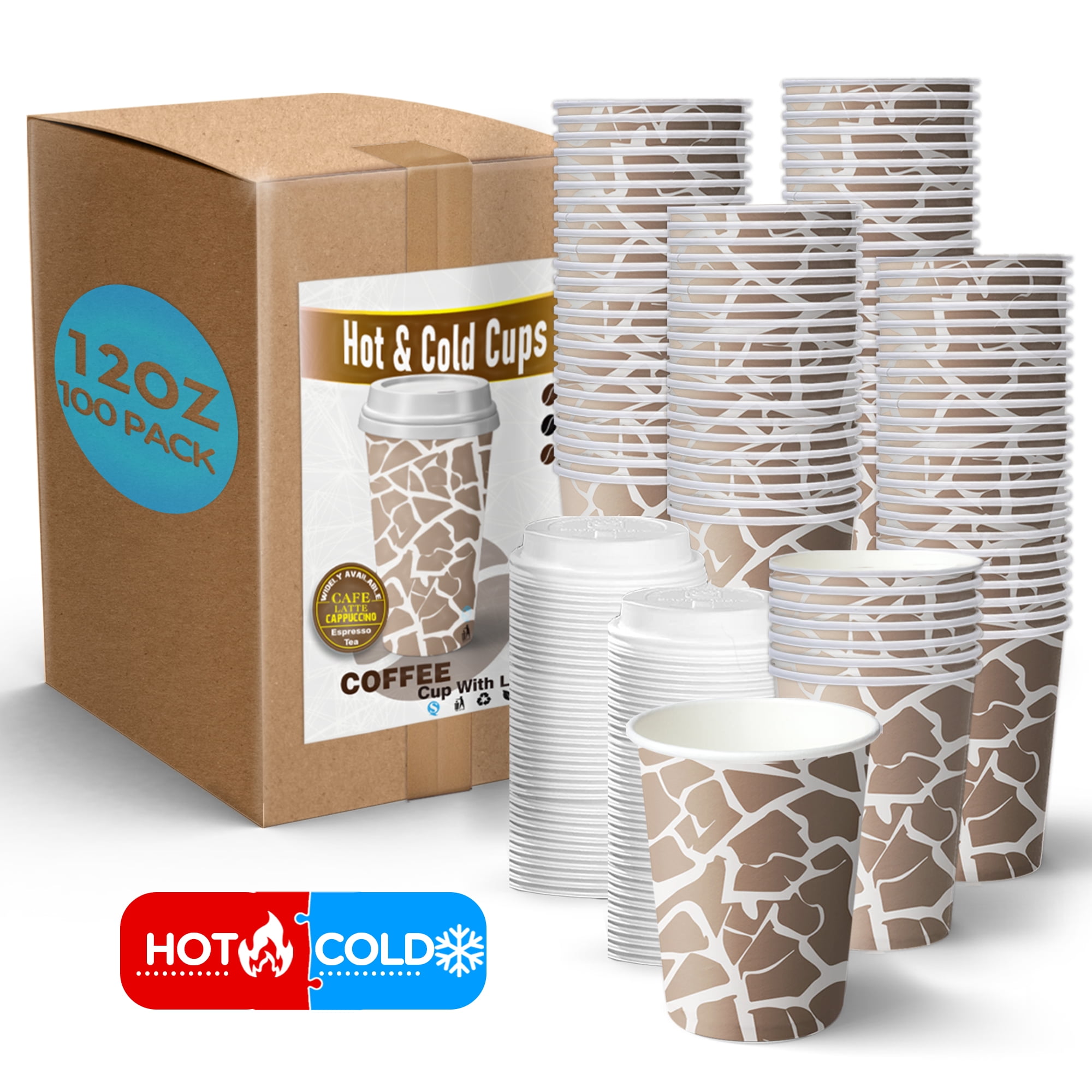 M BUDER Disposable Single Use Coffee Cups With Lids, 100 Pack To Go ...