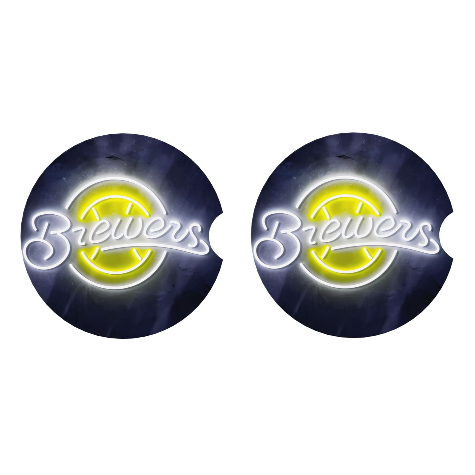 M_Brewers 2025 Baseball Fan Essentials: Team Ceramic Car Coasters (2 ...