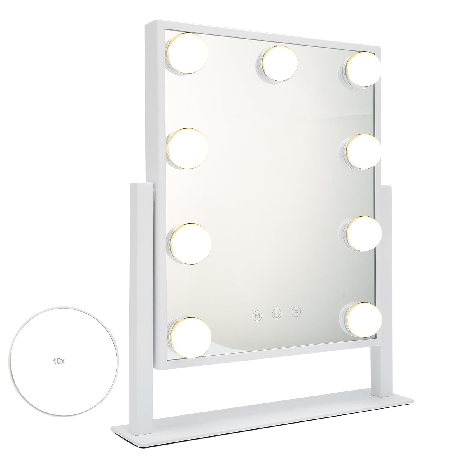 M Buder 14.2 in Freestanding Makeup Vanity Mirror with 9 LED Lights, 3 ...