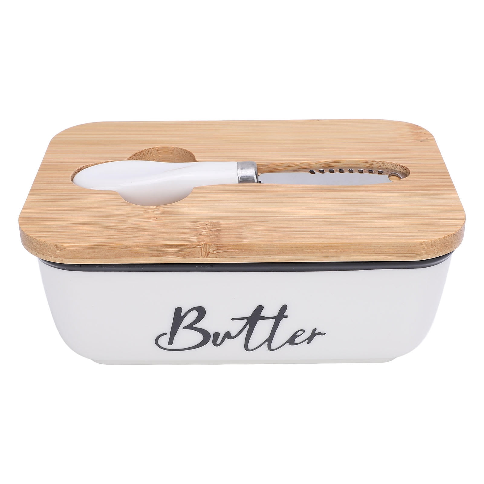 M Buder 500ml Ceramic Butter Dish with Built‑In Cutting Tool, Double ...