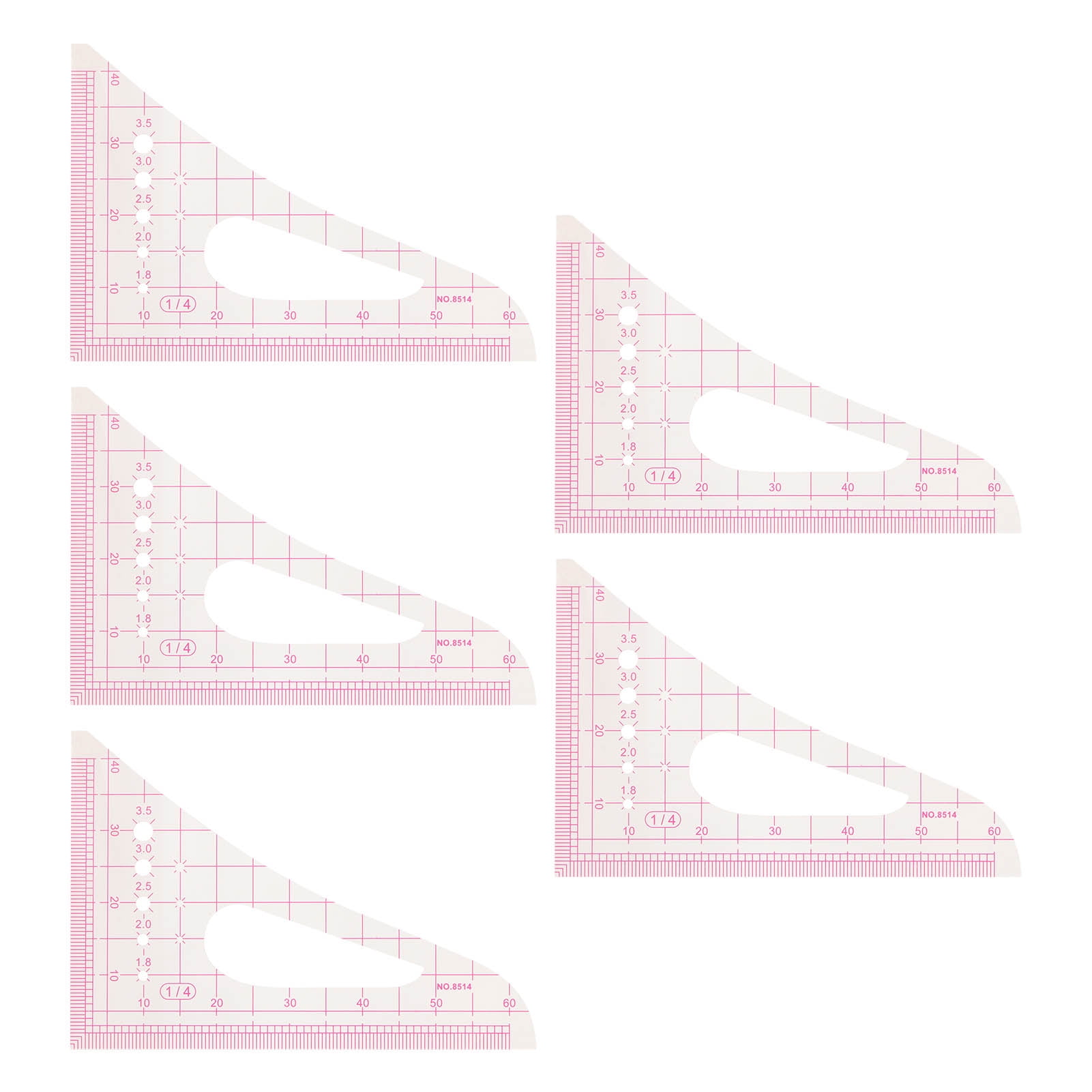 M Buder 5Pcs Triangular Curve Rule Transparent High Accuracy ...