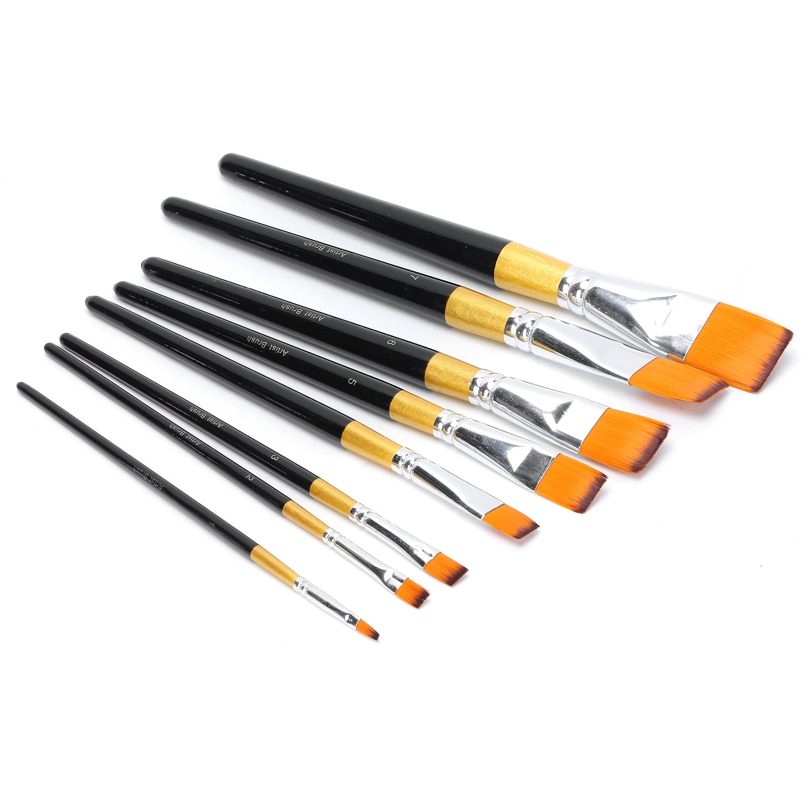 M Buder 8Pcs Paint Brushes Set Nylon Hair Flat Tipped Drawing Accessory ...