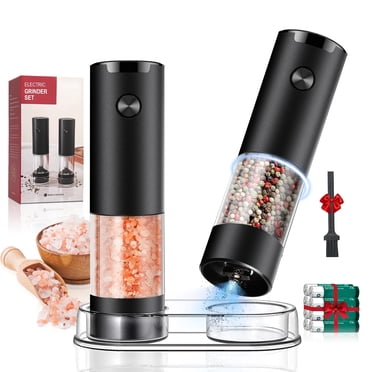 2 Pack Electric Salt and Pepper Grinder Set USB Rechargeable with Warm ...