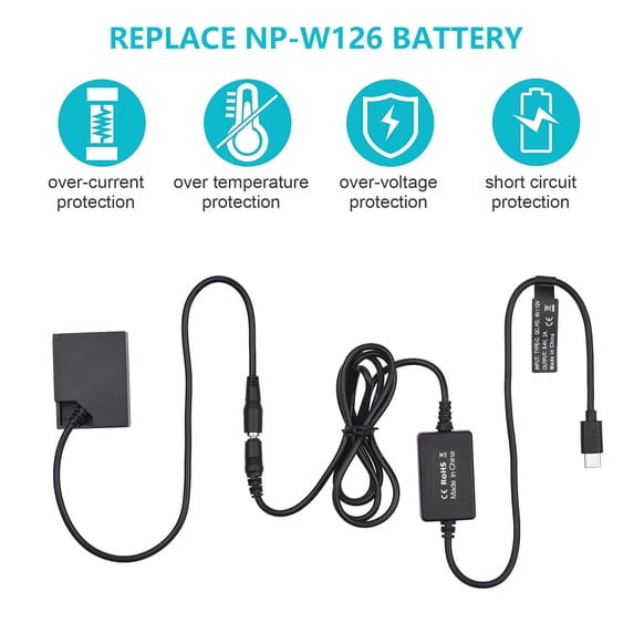M Buder PD USB Type-C Cable to NP-W126 Dummy Battery DC Coupler ...
