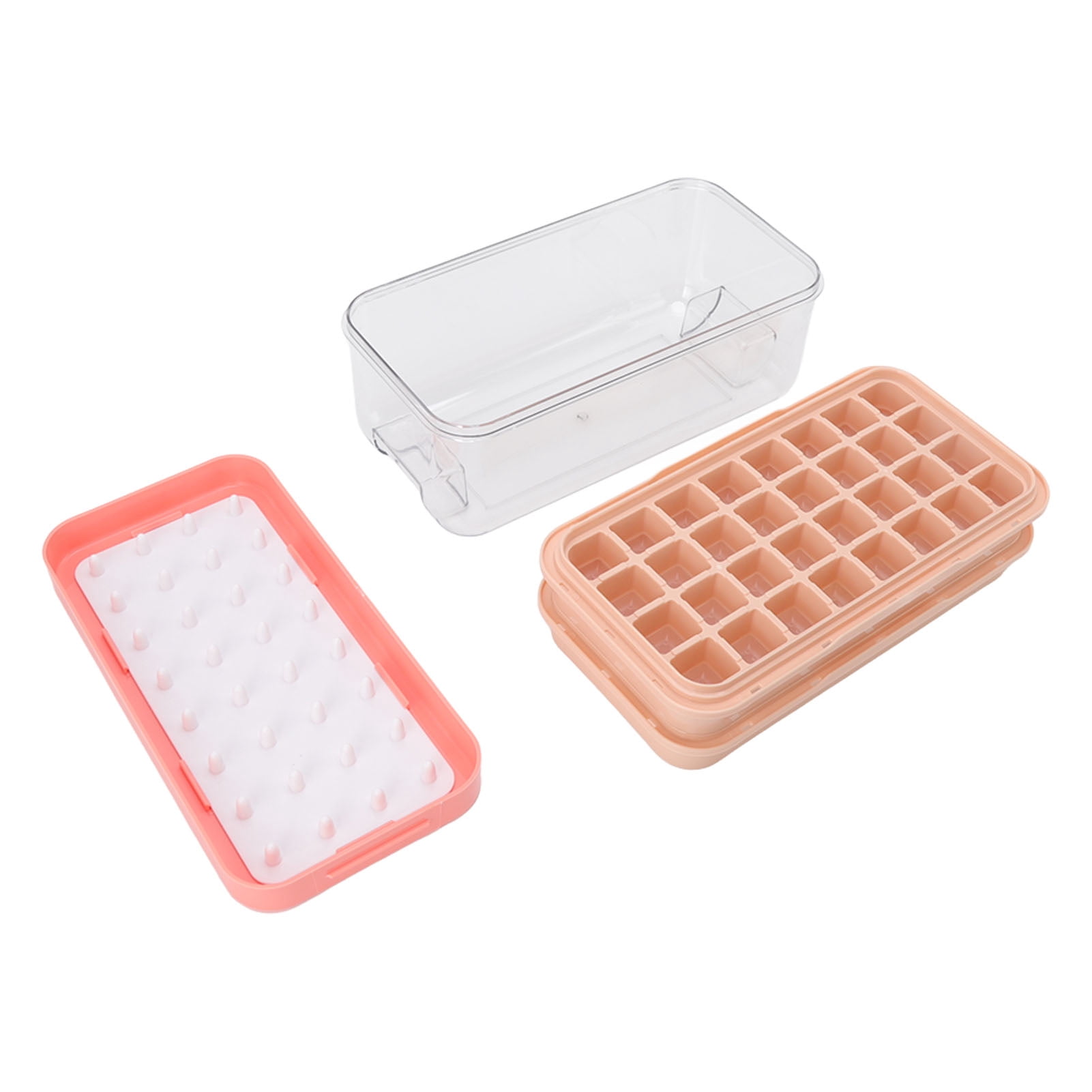 M Buder Silicone 64 Cavity 2 Layers Ice Cube Tray with Storage Bin Lid ...