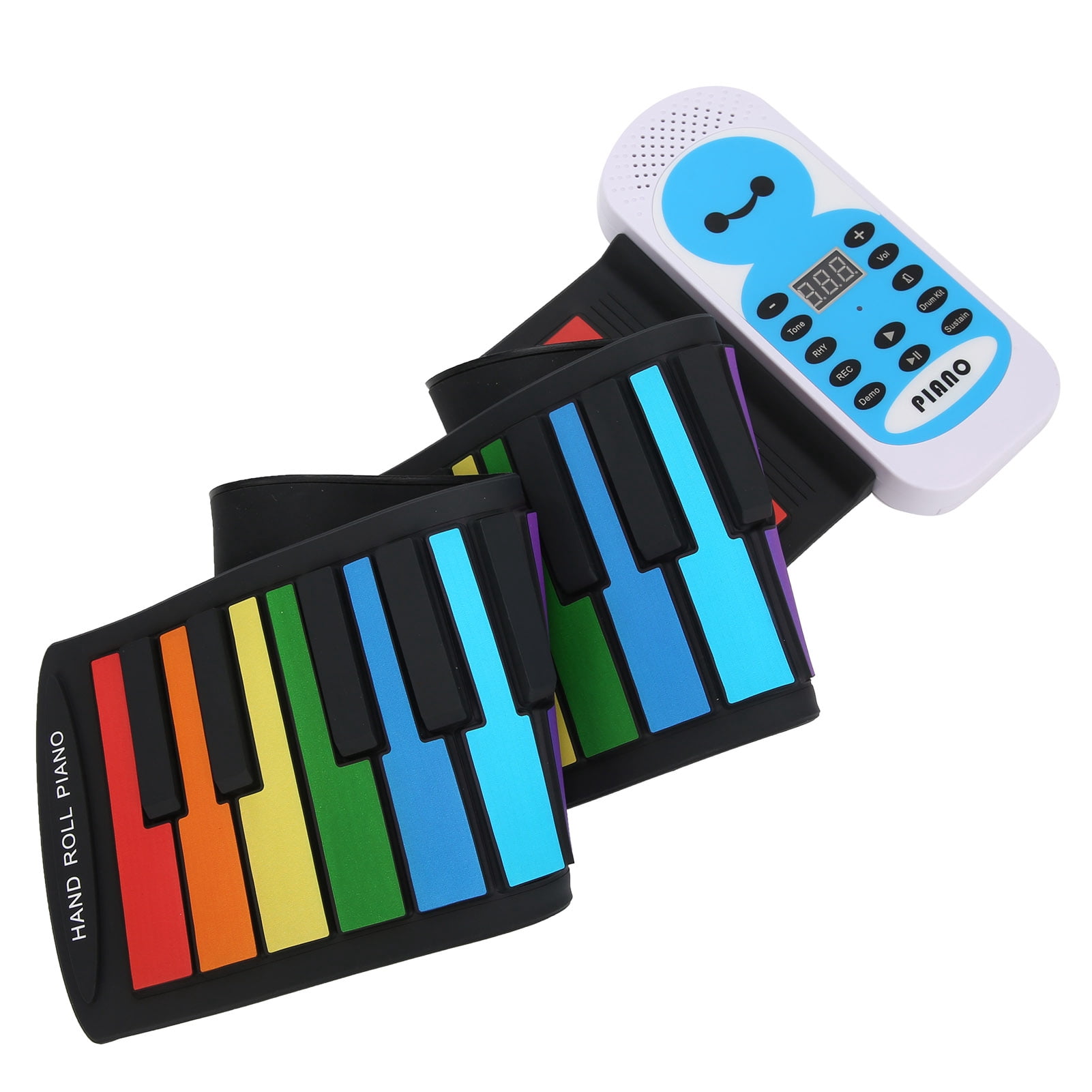 M Buder Soft Keyboard Piano 49-Key Roll Up Rainbow Portable Silicone ...