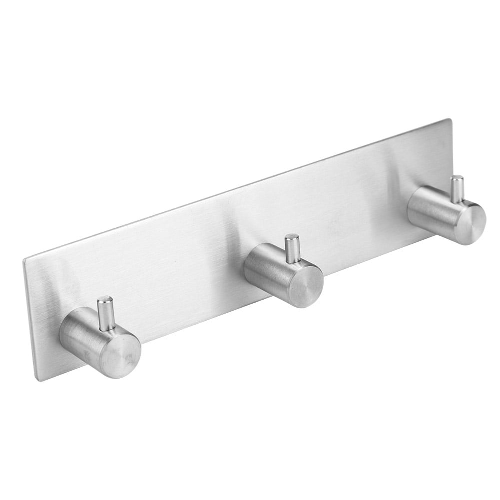 M Buder Stainless Steel Adhesive Wall Hanging Rack with 3 Straight ...
