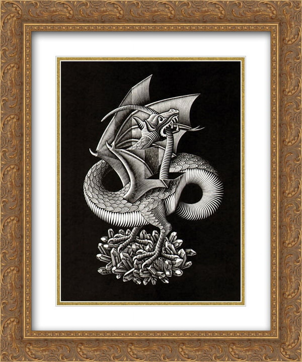 M.C. Escher 2x Matted 20x24 Gold Ornate Framed Art Print 'Dragon ...