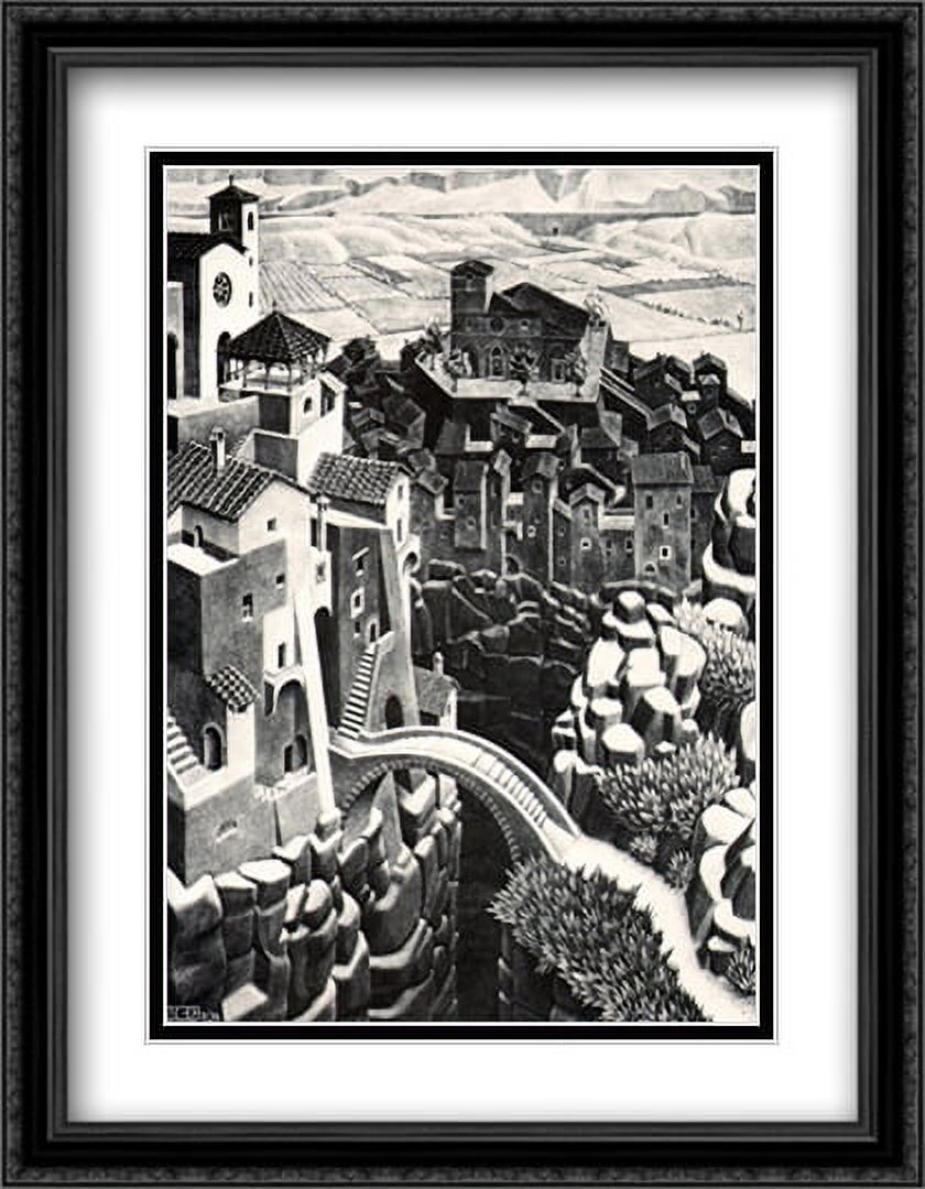 M.C. Escher 2x Matted 28x36 Black Ornate Large Framed Art Print ...