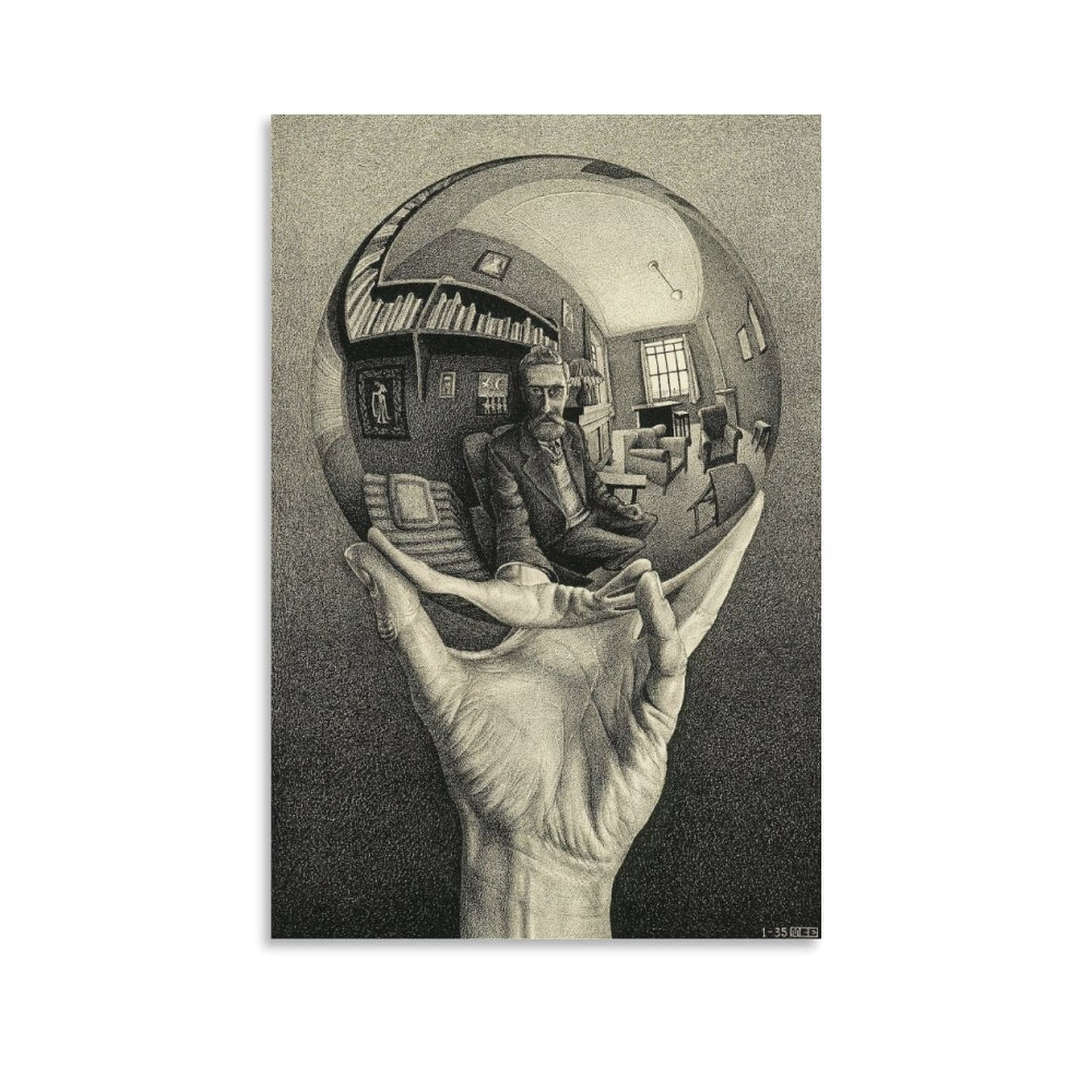 M.C. Escher Hand with Reflecting Sphere Wall Art Poster Wall Art ...