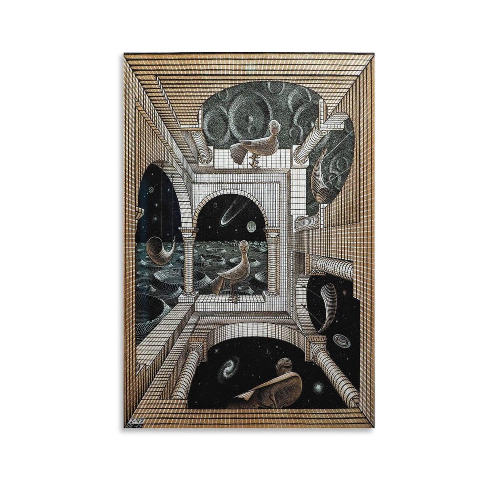 M.C. Escher Other World Wall Art Poster Wall Art Poster Scroll Canvas ...
